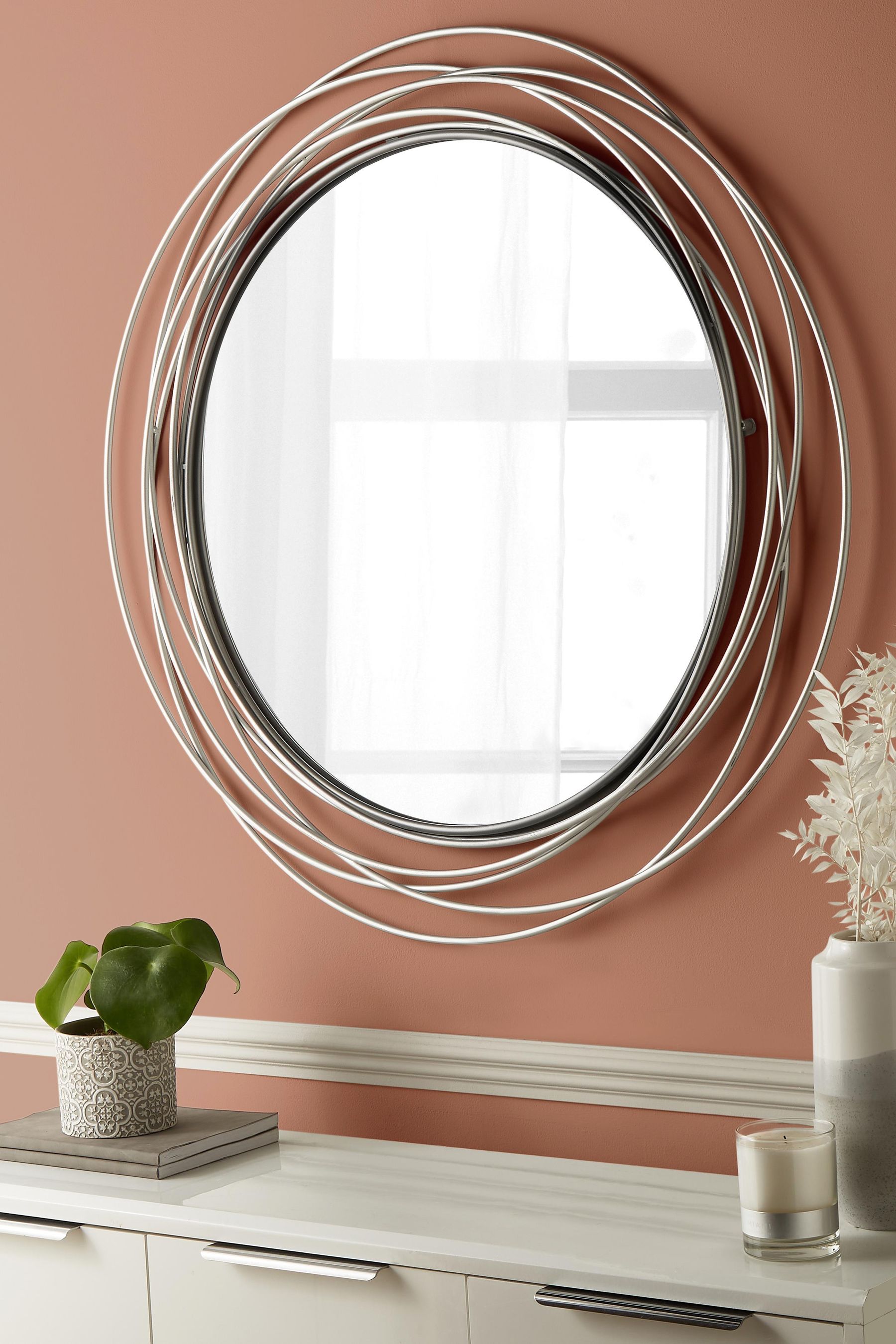 Buy Silver Contemporary Wire 91x91cm Wall Mirror from the Next UK ...