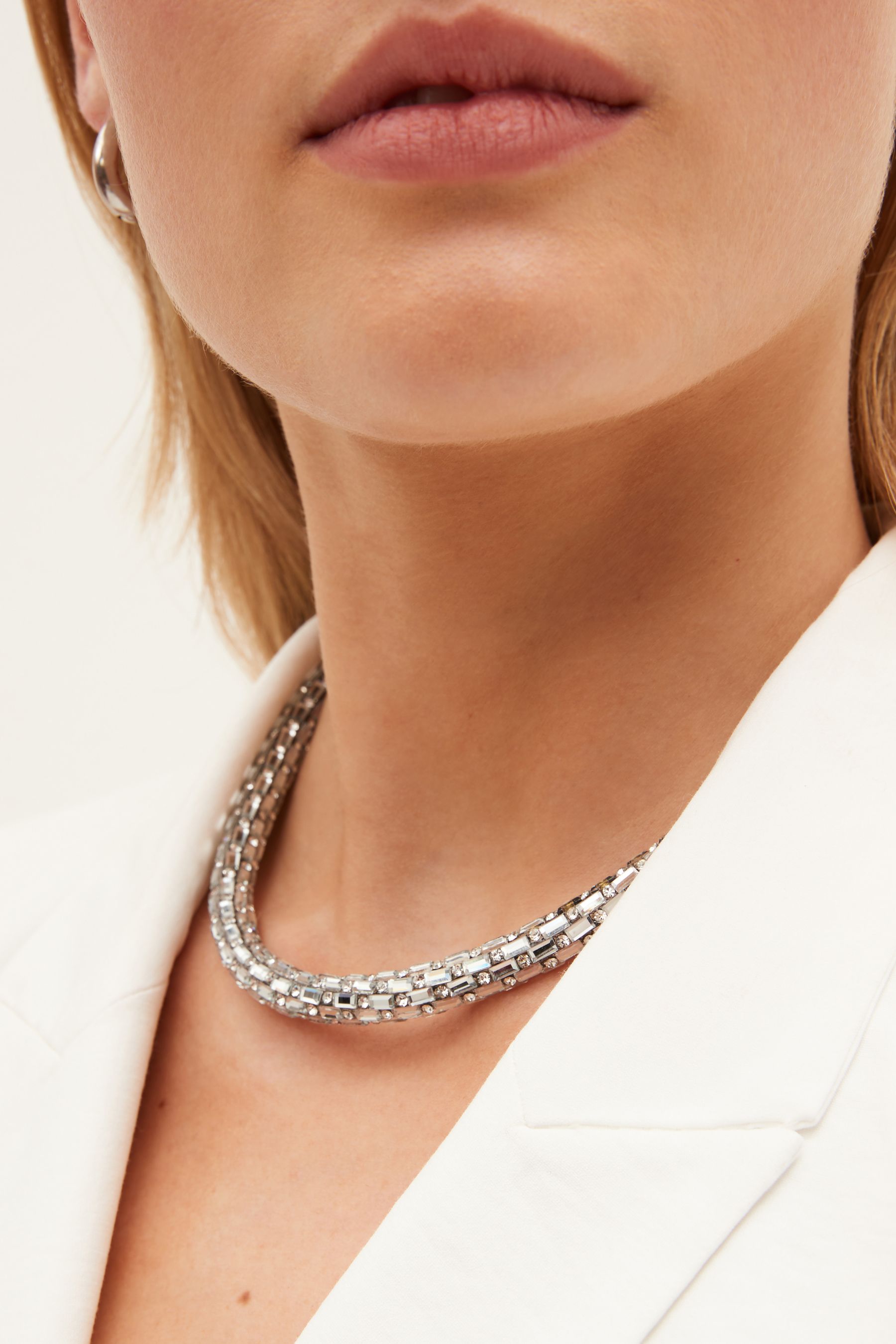 Buy Silver Tone Sparkle Tube Short Necklace from the Next UK online shop