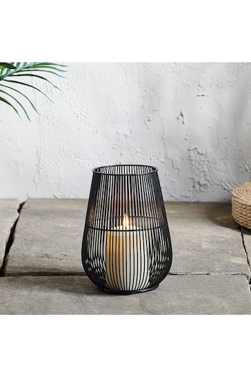 Buy Lights4fun Black Metal Wire Garden Lantern with TruGlow Candle from ...