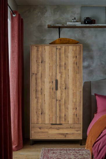 Buy Dark Bronx Oak Effect Double, 1 Drawer Wardrobe from the Next UK ...