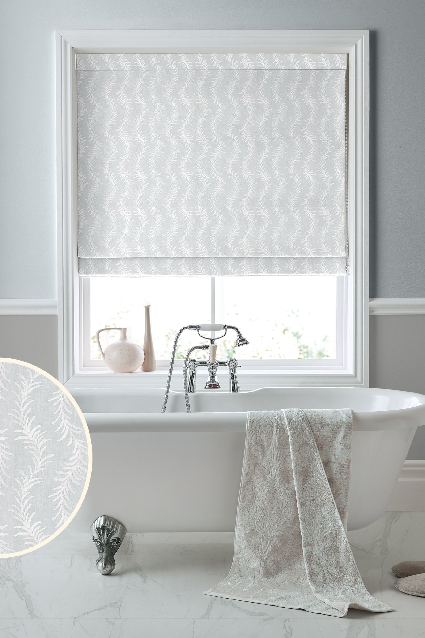 Buy Laura Ashley White Dee Made to Measure Roman Blinds from the Next ...