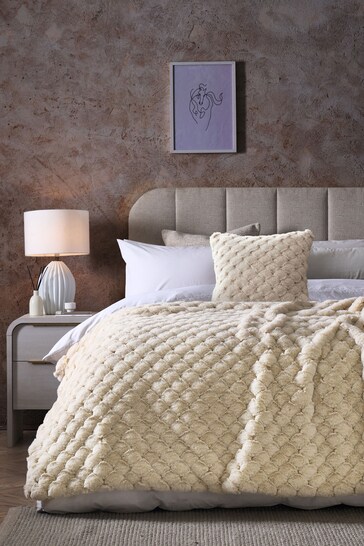 Buy Ivory Luna Scalloped Plush Throw from the Next UK online shop