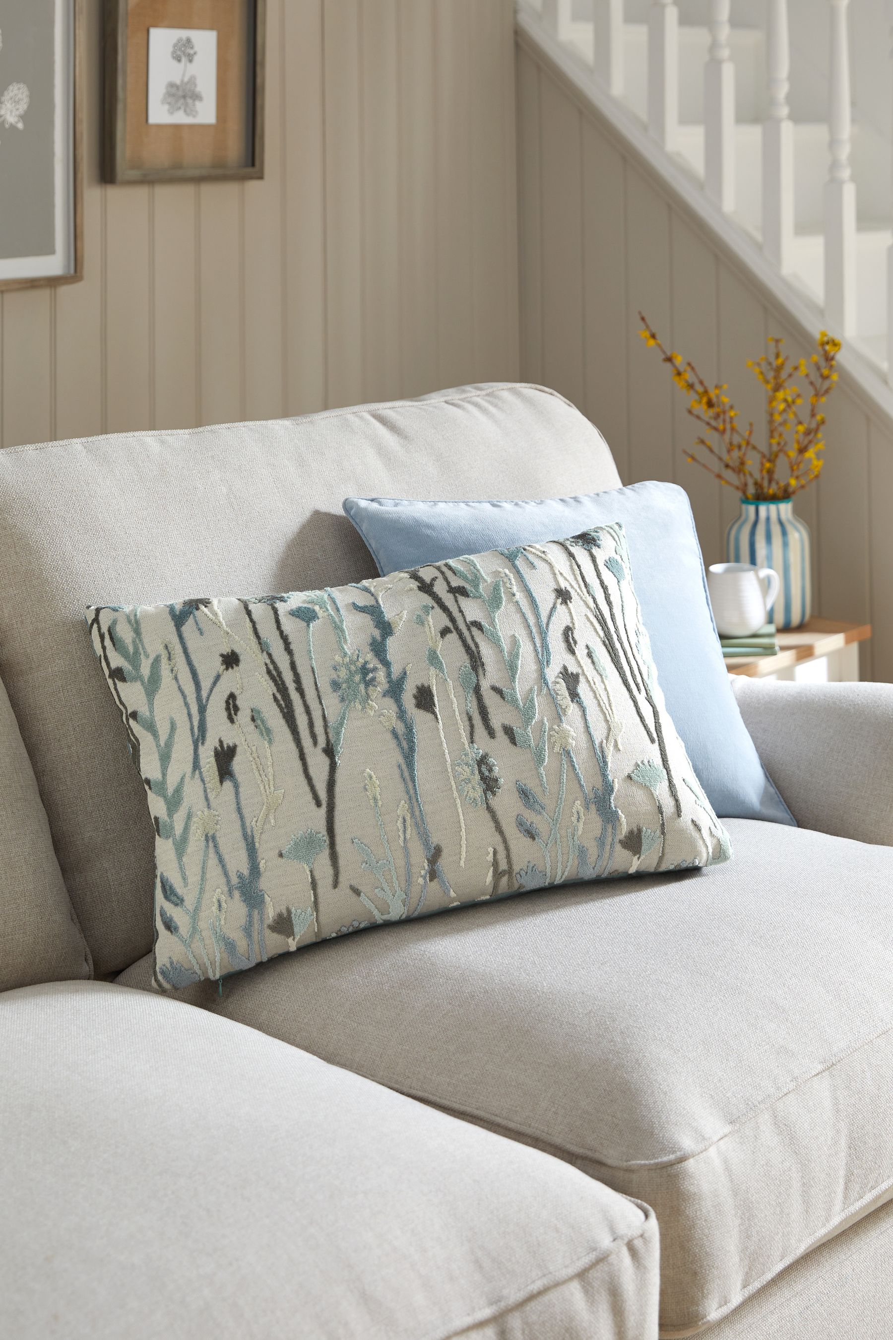 Buy Duck Egg Blue Cut Velvet 40 x 59cm Floral Cushion from the Next UK ...