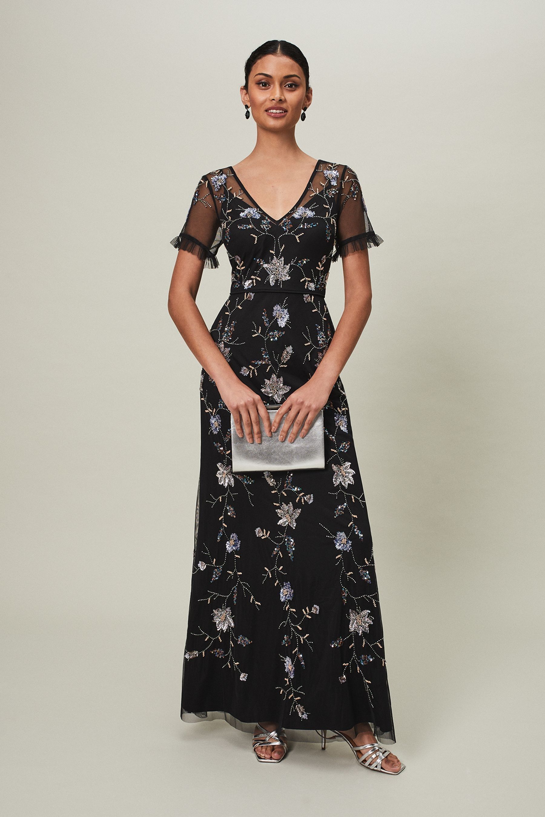 Buy Phase Eight Black Sequin Floral Sierra Dress from the Next UK ...