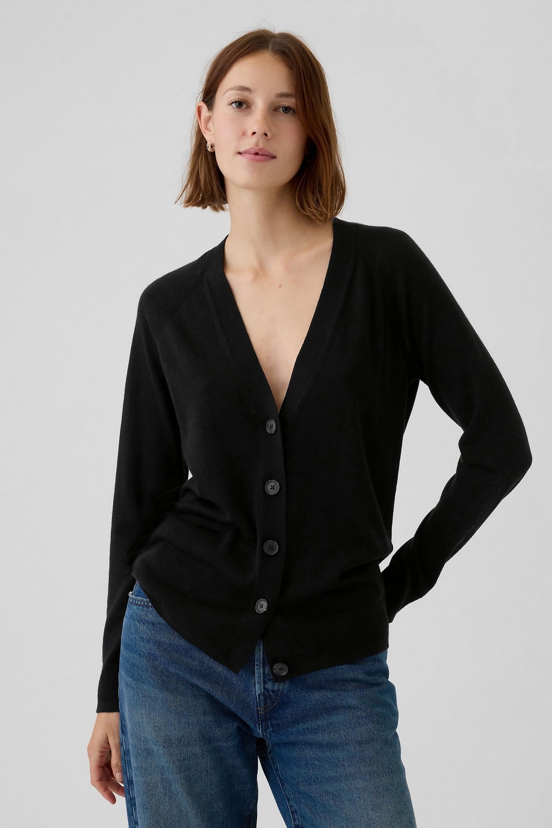 Buy Gap Black Merino Wool Cardigan from the Next UK online shop
