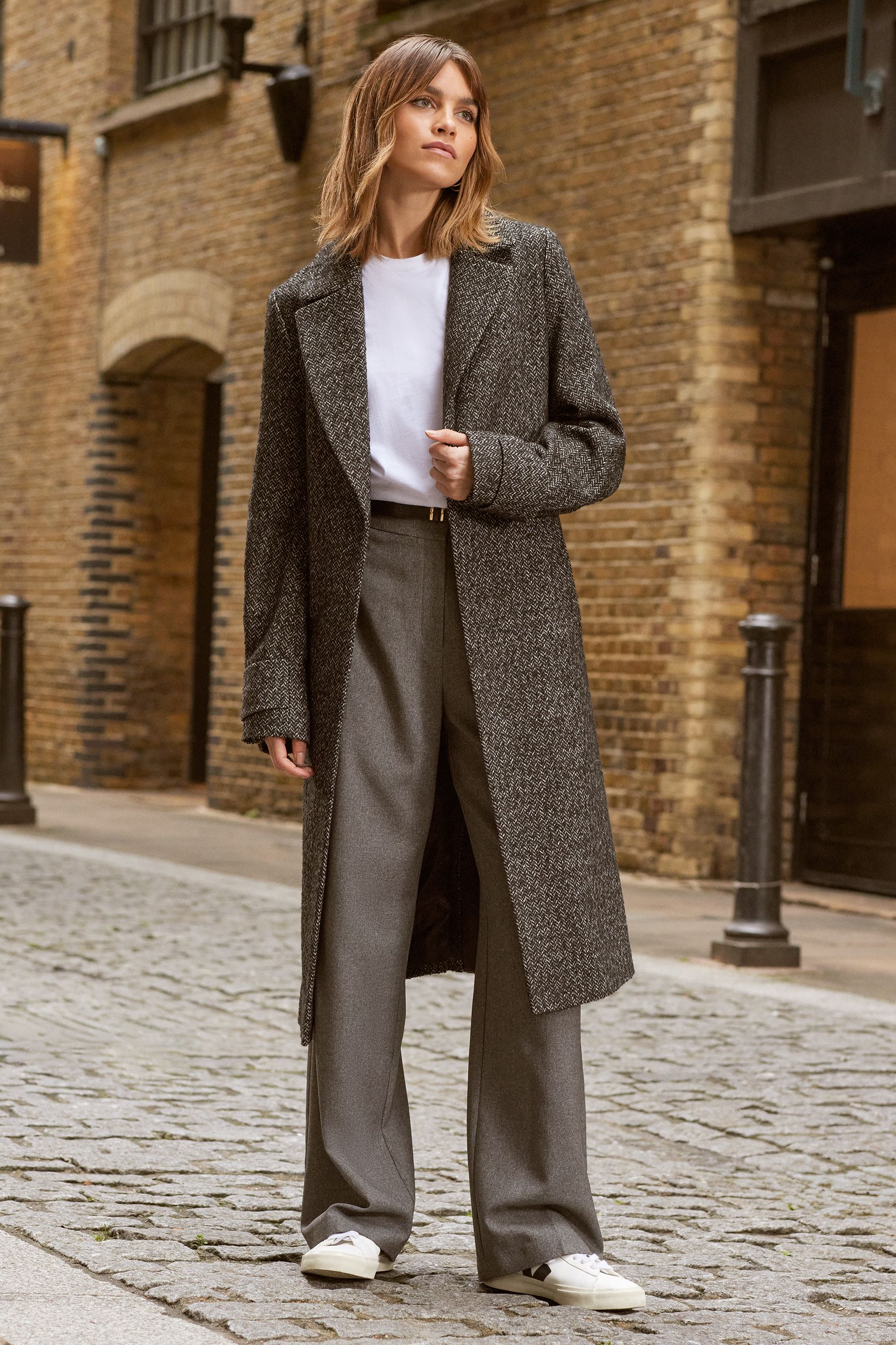 Buy Friends Like These Black/White Longline Tailored Smart Coat from ...