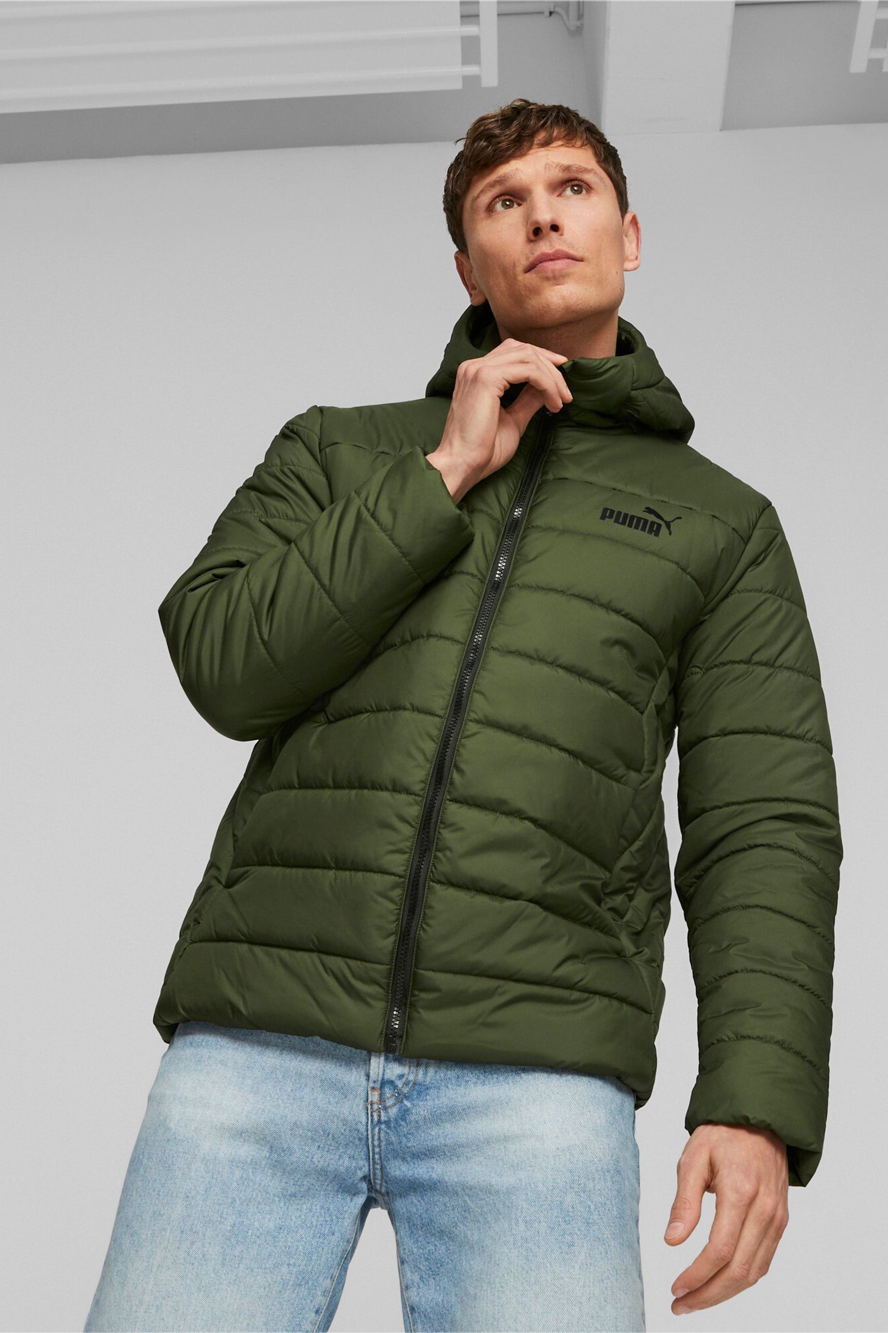 Buy Puma Dark Green Essentials Padded Jacket from the Next UK online shop