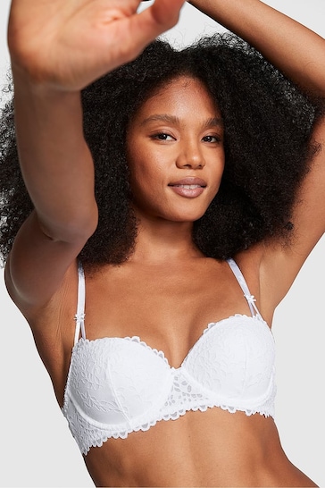 Buy Victorias Secret Pink Optic White Lace Push Up Eyelet Bra From The