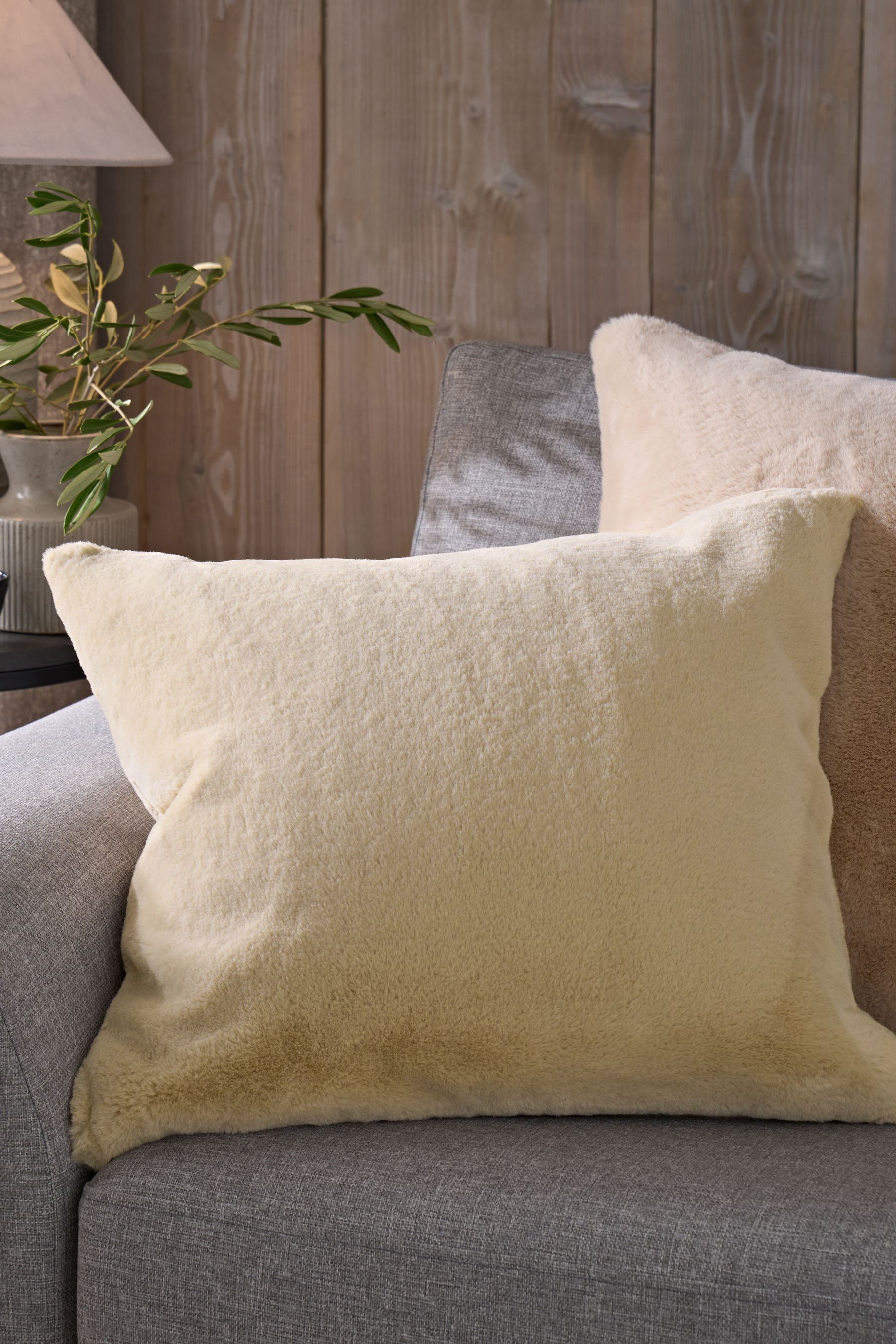 Buy Light Natural Soft To Touch Plush 50 x 50cm Faux Fur Cushion from ...