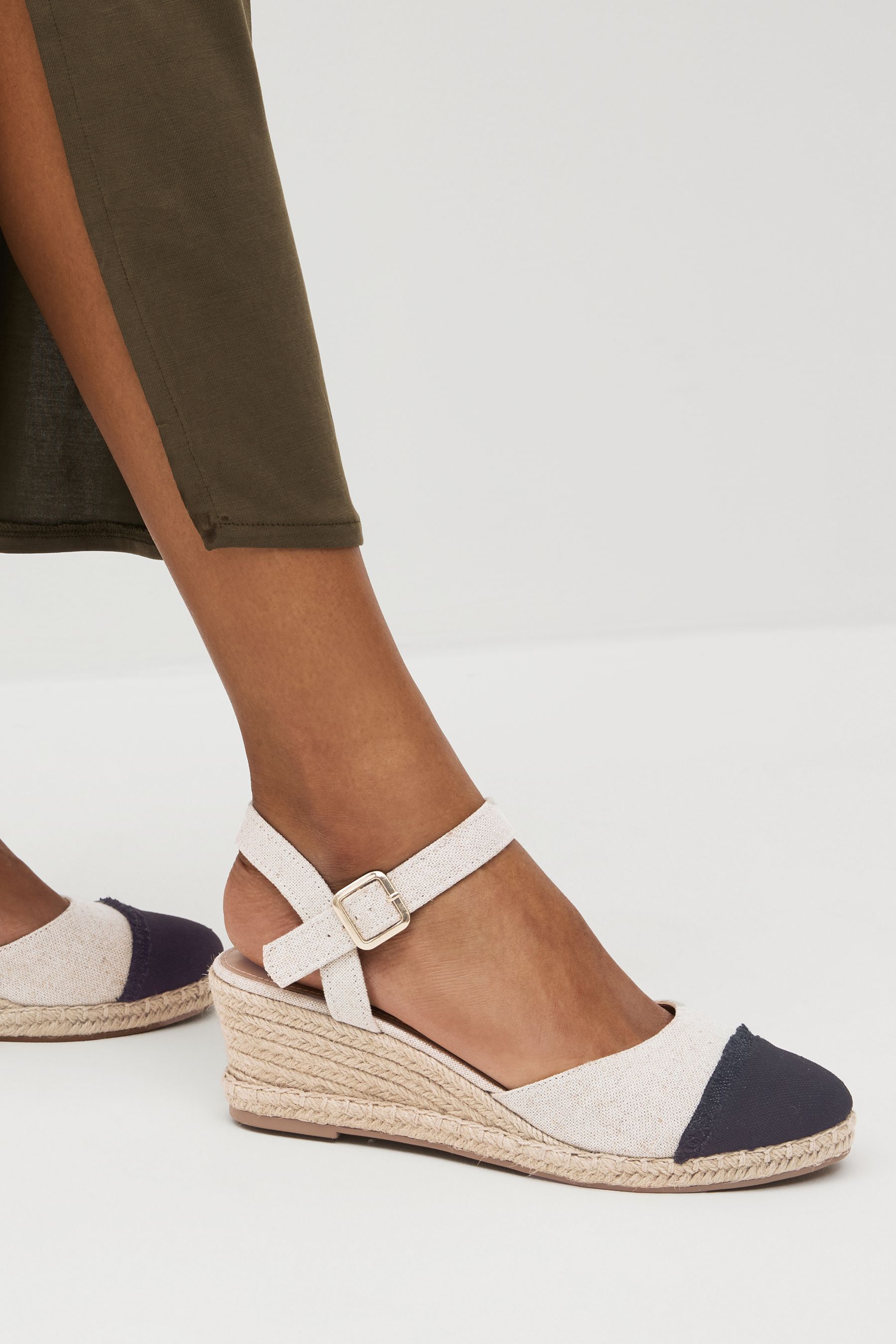 Buy Neutral Standard/Wide Fit Forever Comfort Toe Cap Closed Toe Wedges ...