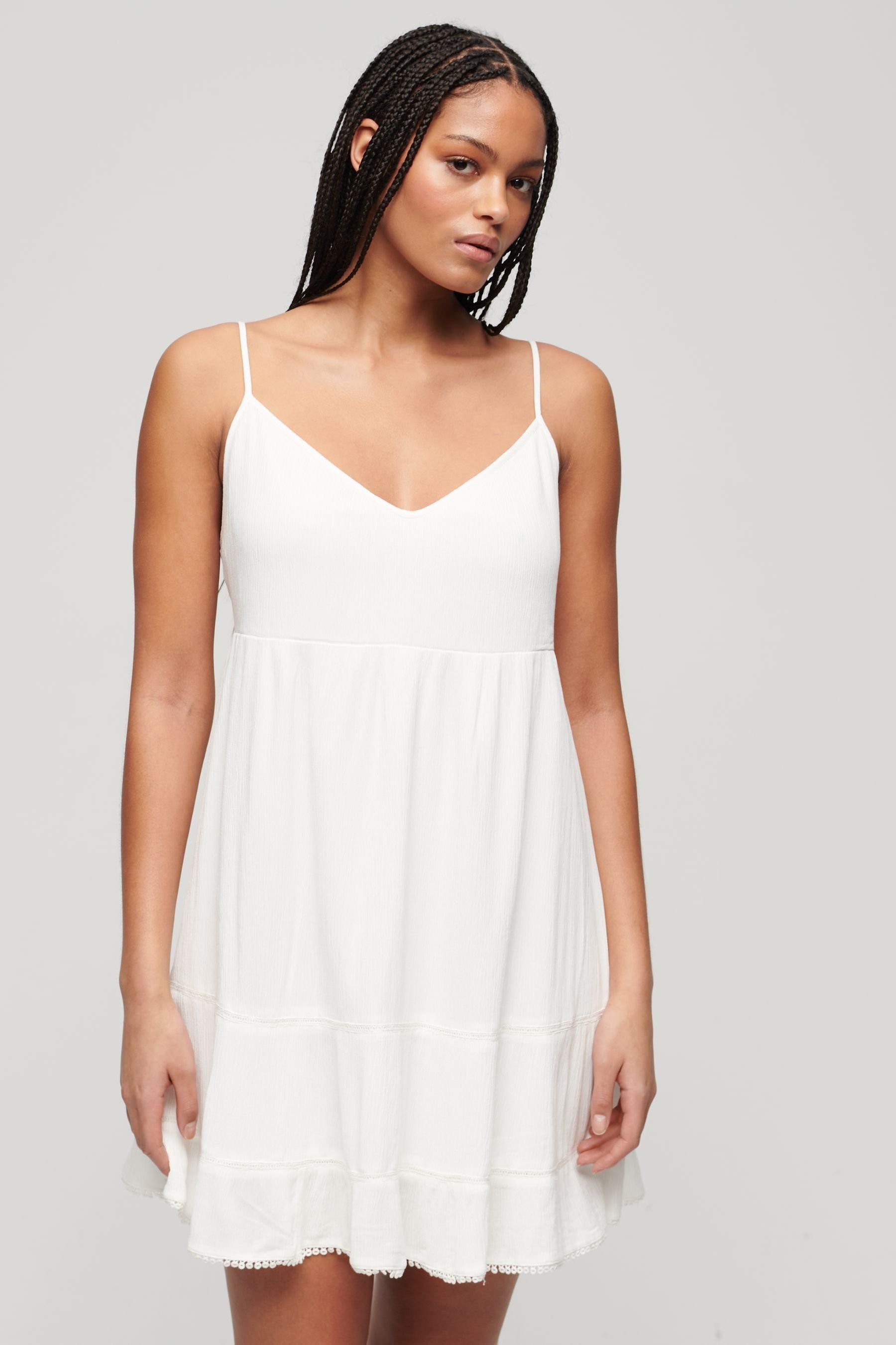 Buy Superdry White 100% Cotton Mini Cami Breach Dress from the Next UK ...