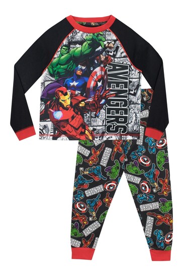 Buy Character Black/Red Avengers Marvel Printed Long Sleeve Pyjamas ...