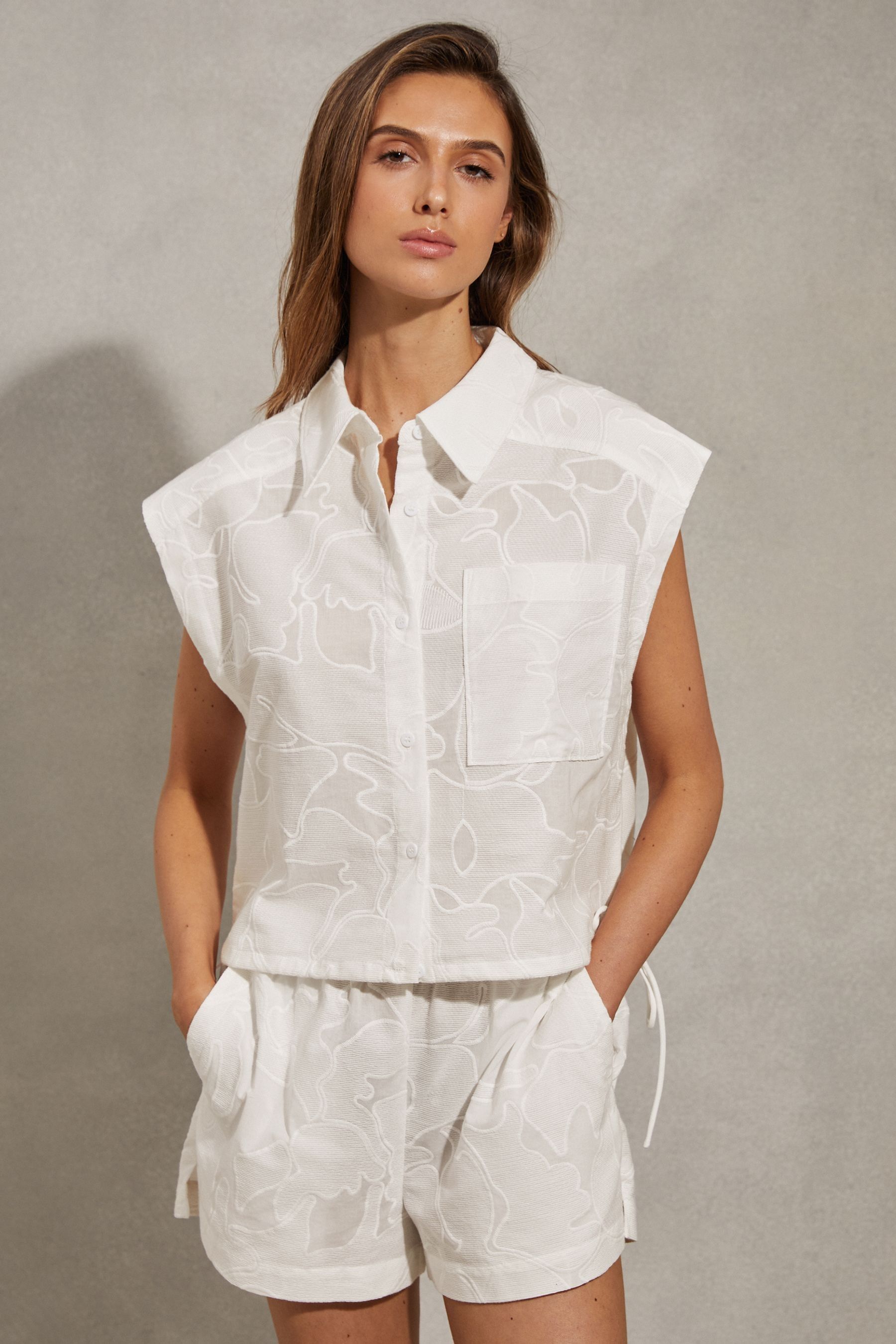 Buy Reiss White Nia Cotton Embroidered Shirt from the Next UK online shop