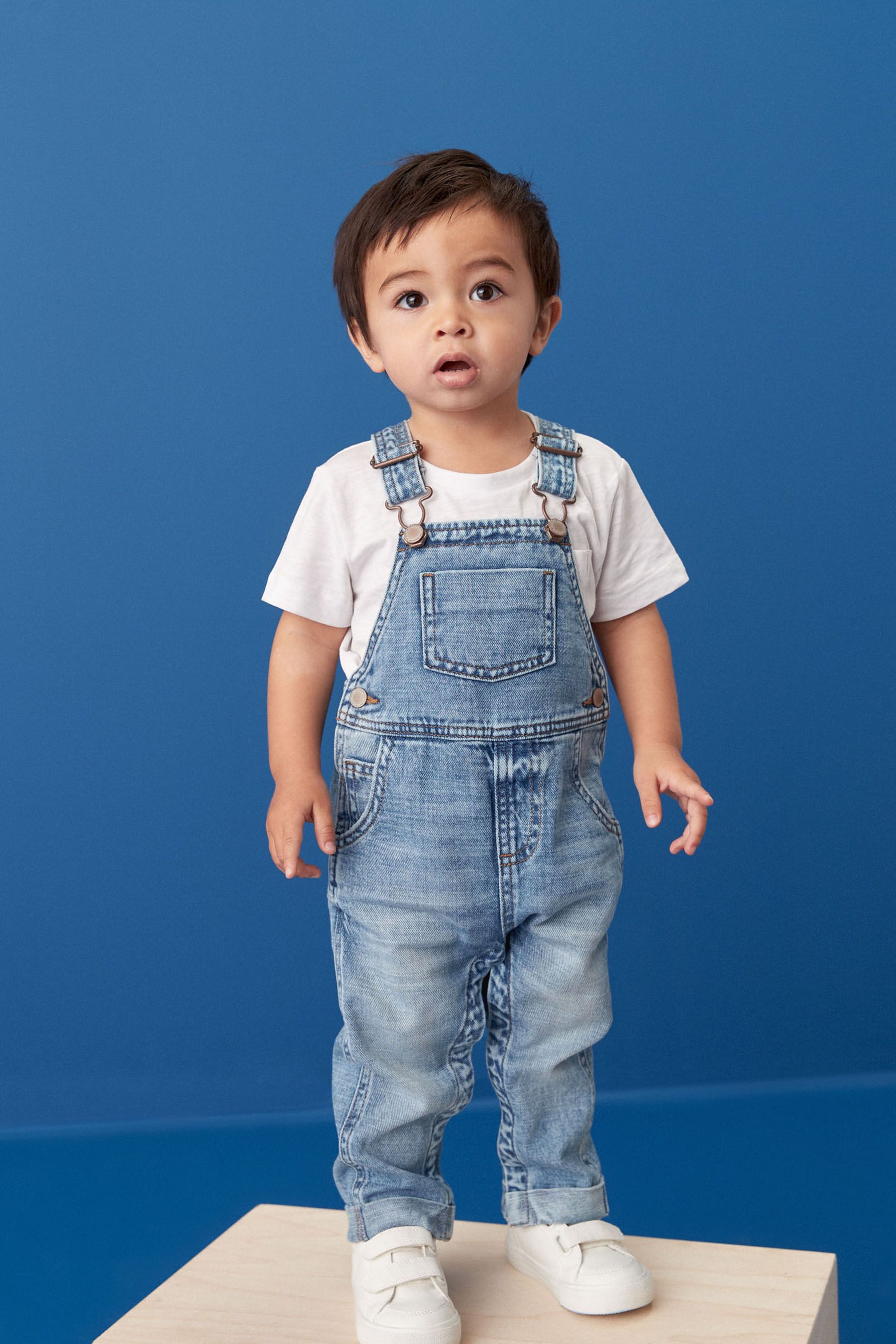 Buy Light Blue 100% Cotton Denim Dungarees (3mths-7yrs) from the Next ...