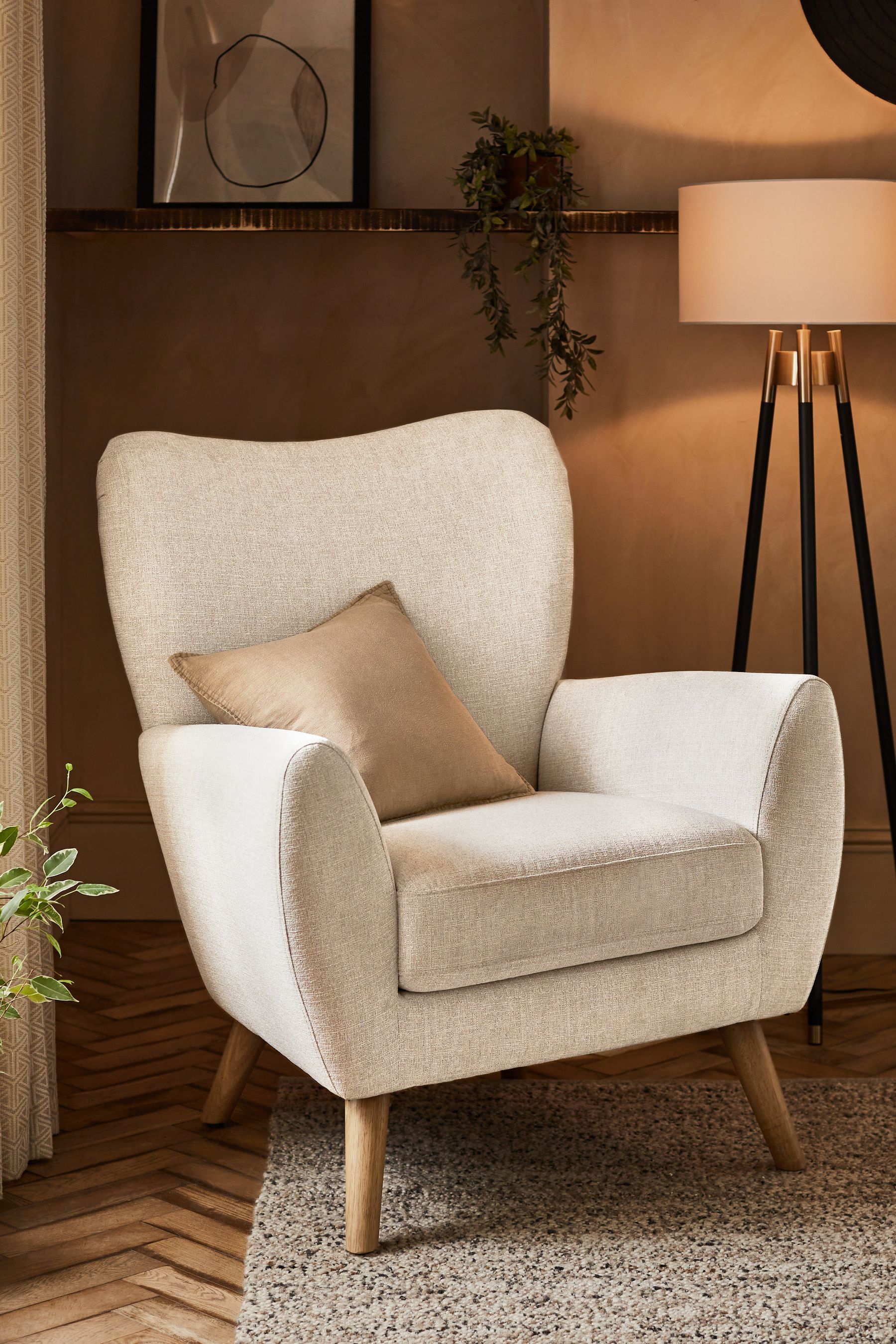 Buy Tweedy Plain Light Natural Wilson II Highback Grande Armchair from ...