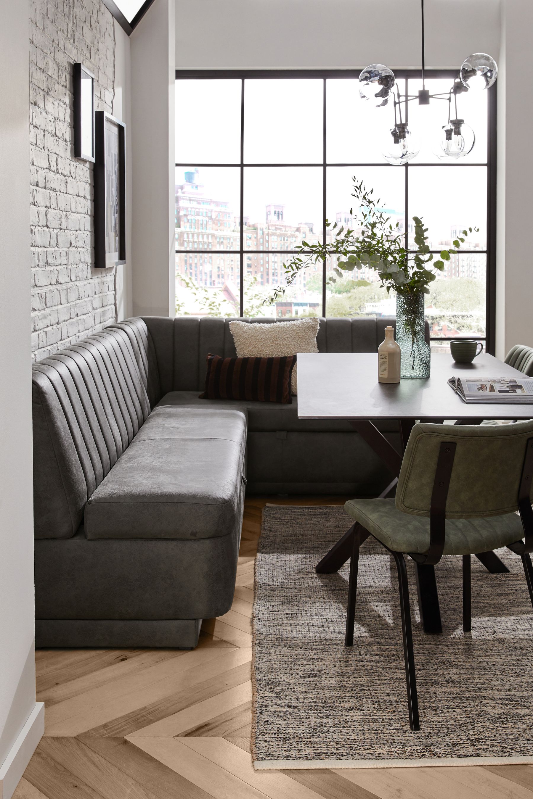 Buy Monza Faux Leather Dark Grey Anderson Corner Corner Storage Dining ...