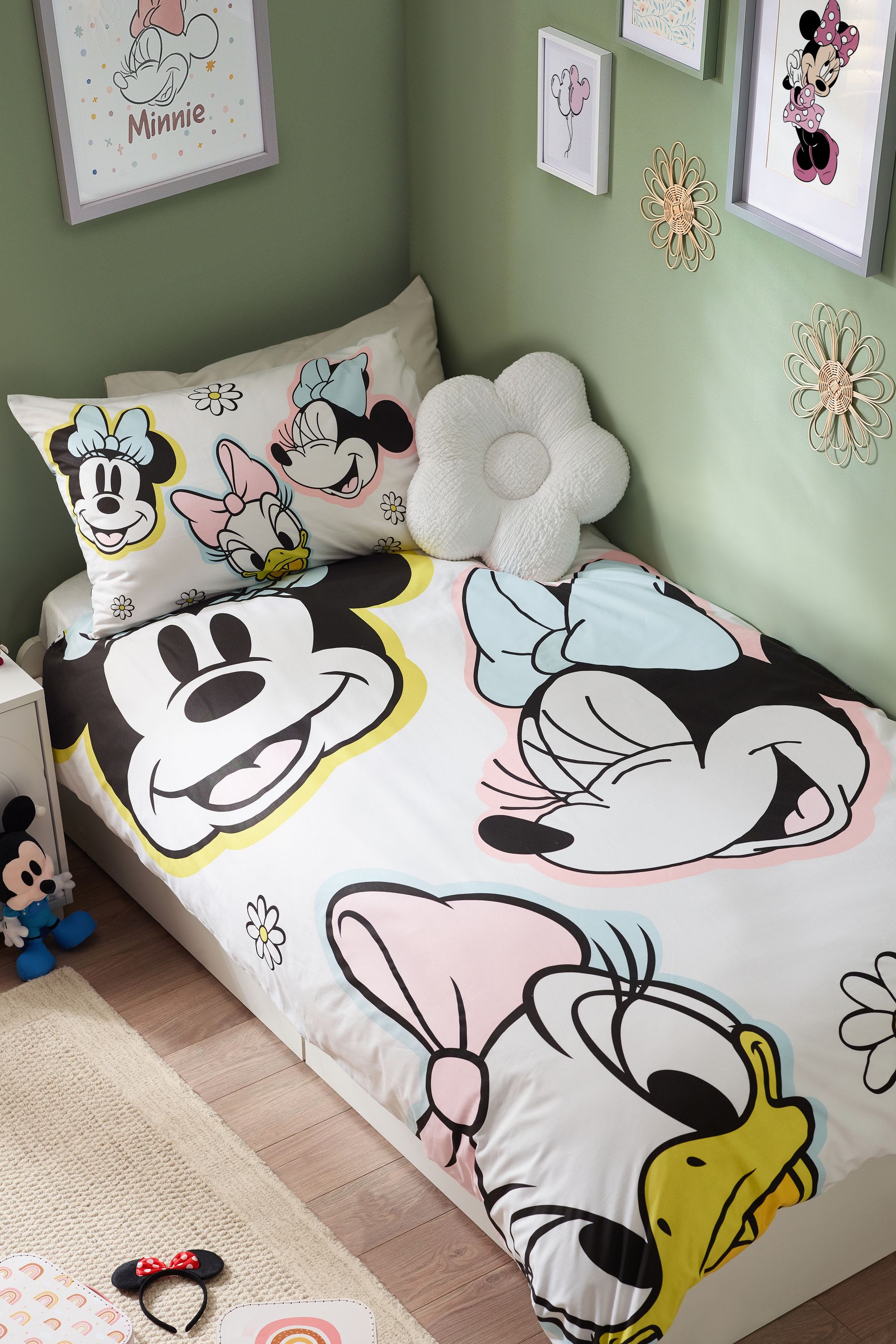 Buy White Disney Minnie Mouse 100% Cotton Duvet Cover and Pillowcase ...