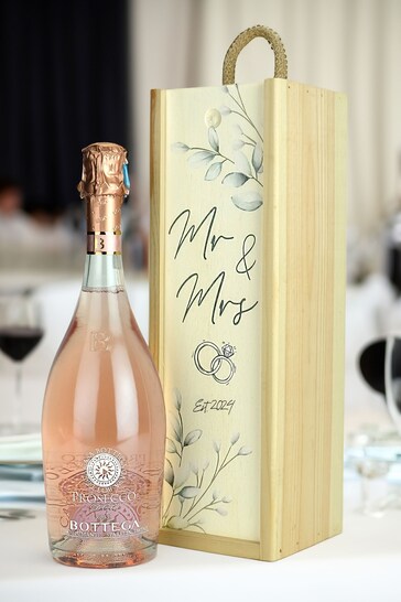 Buy Le Bon Vin Mr & Mrs Prosecco Rosé Wooden Boxed Wine Gift from the ...