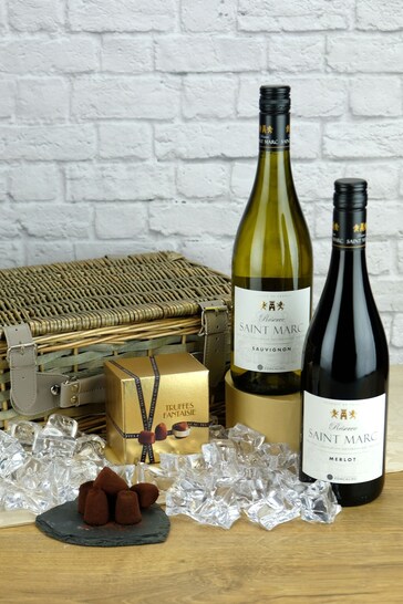Buy Le Bon Vin French Red & White Wine with Chocolate Truffles Hamper ...