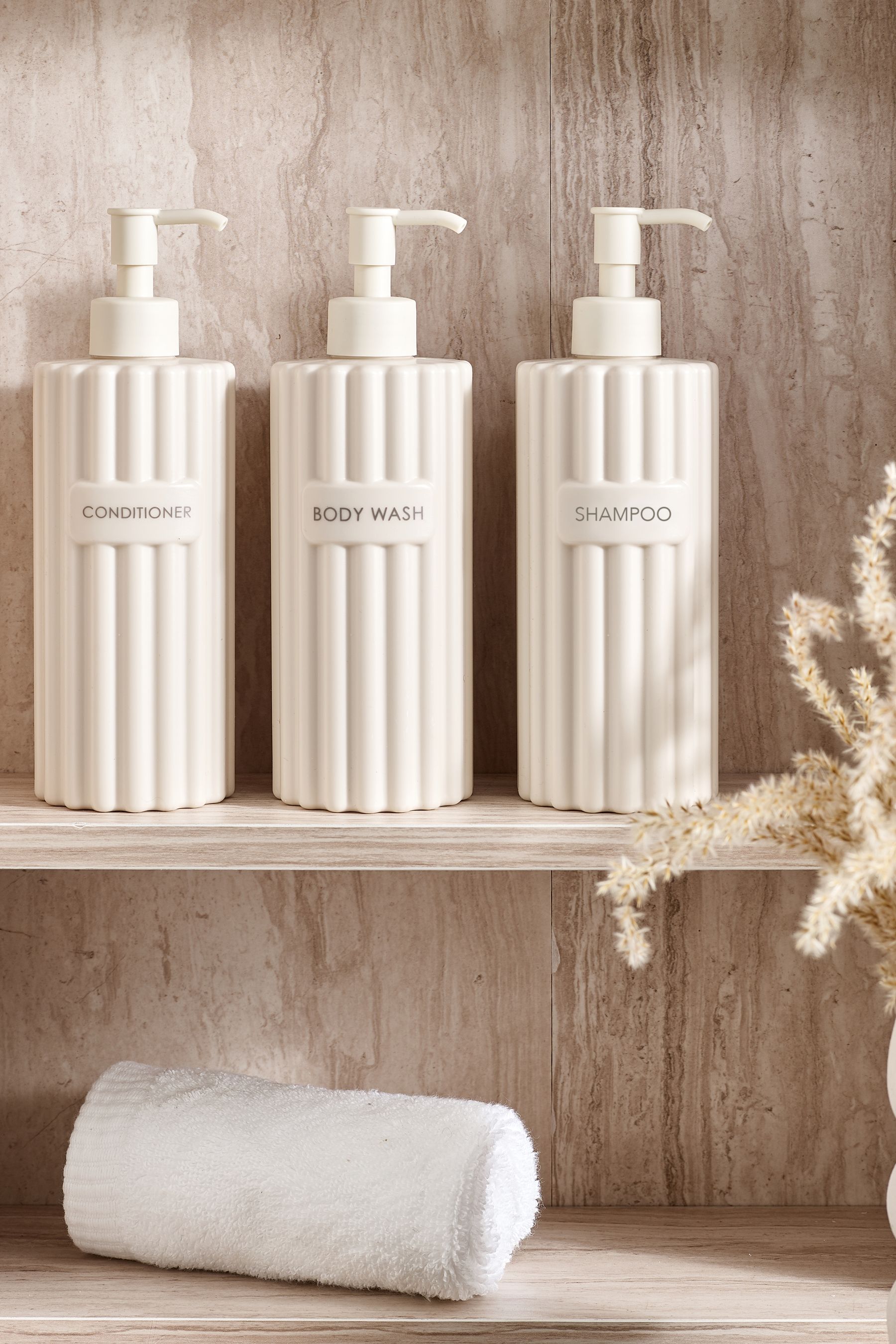 Buy Set of 3 Natural Rib Reusable Dispenser Bottles from the Next UK ...