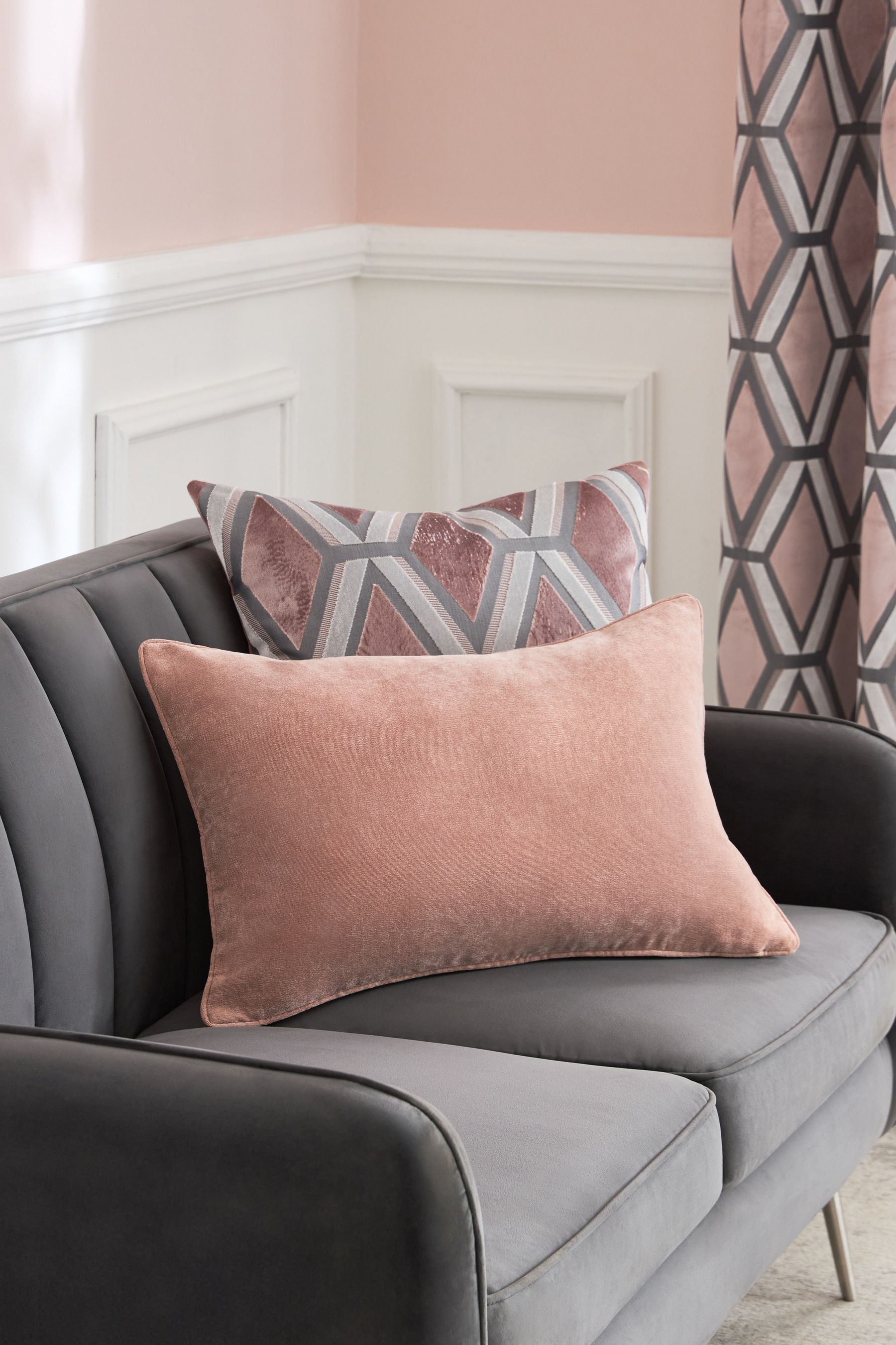 Buy Blush Pink 40 x 59cm Soft Velour Cushion from the Next UK online shop