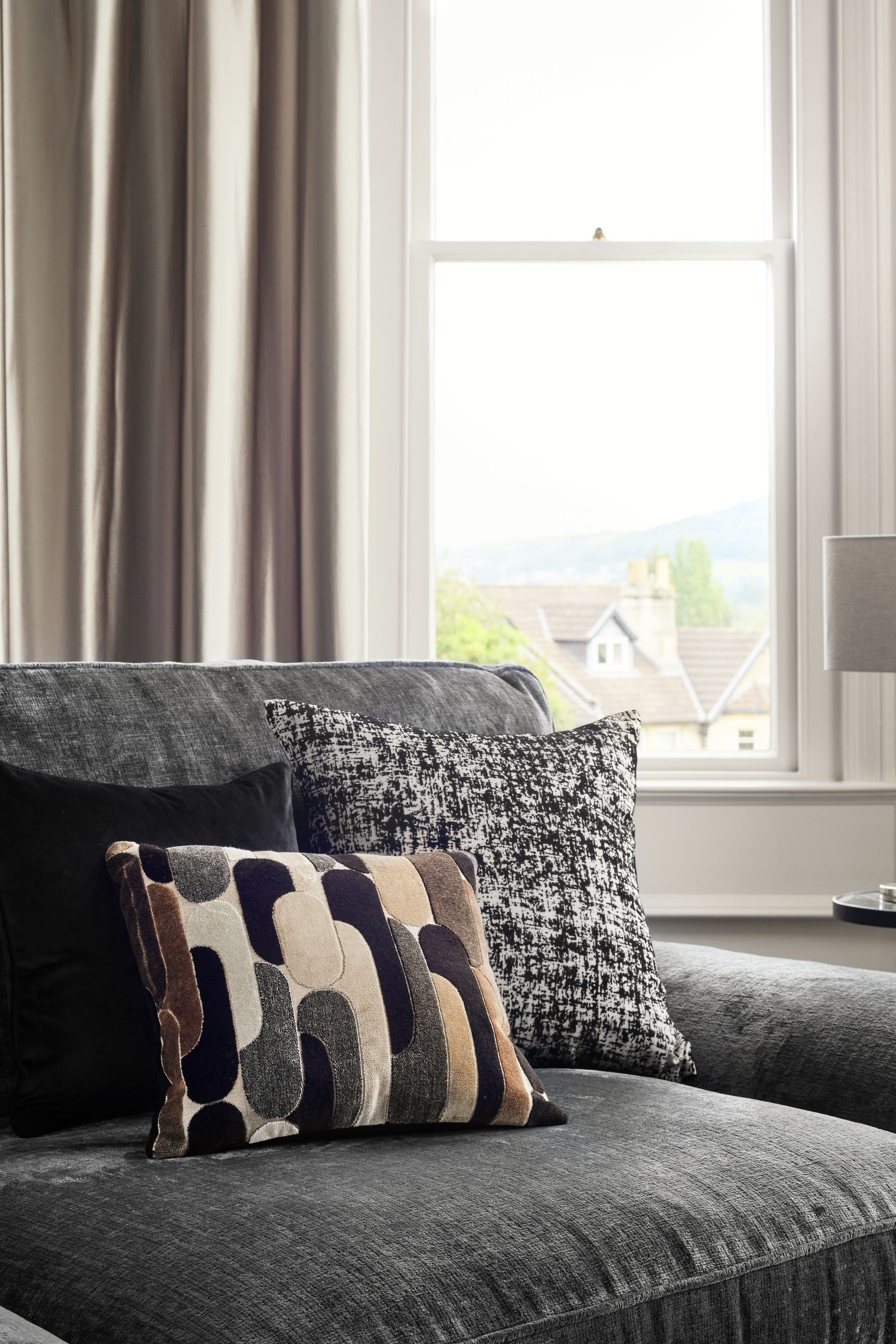 Buy Monochrome 43 x 43cm Retro Cut Velvet Cushion from the Next UK ...