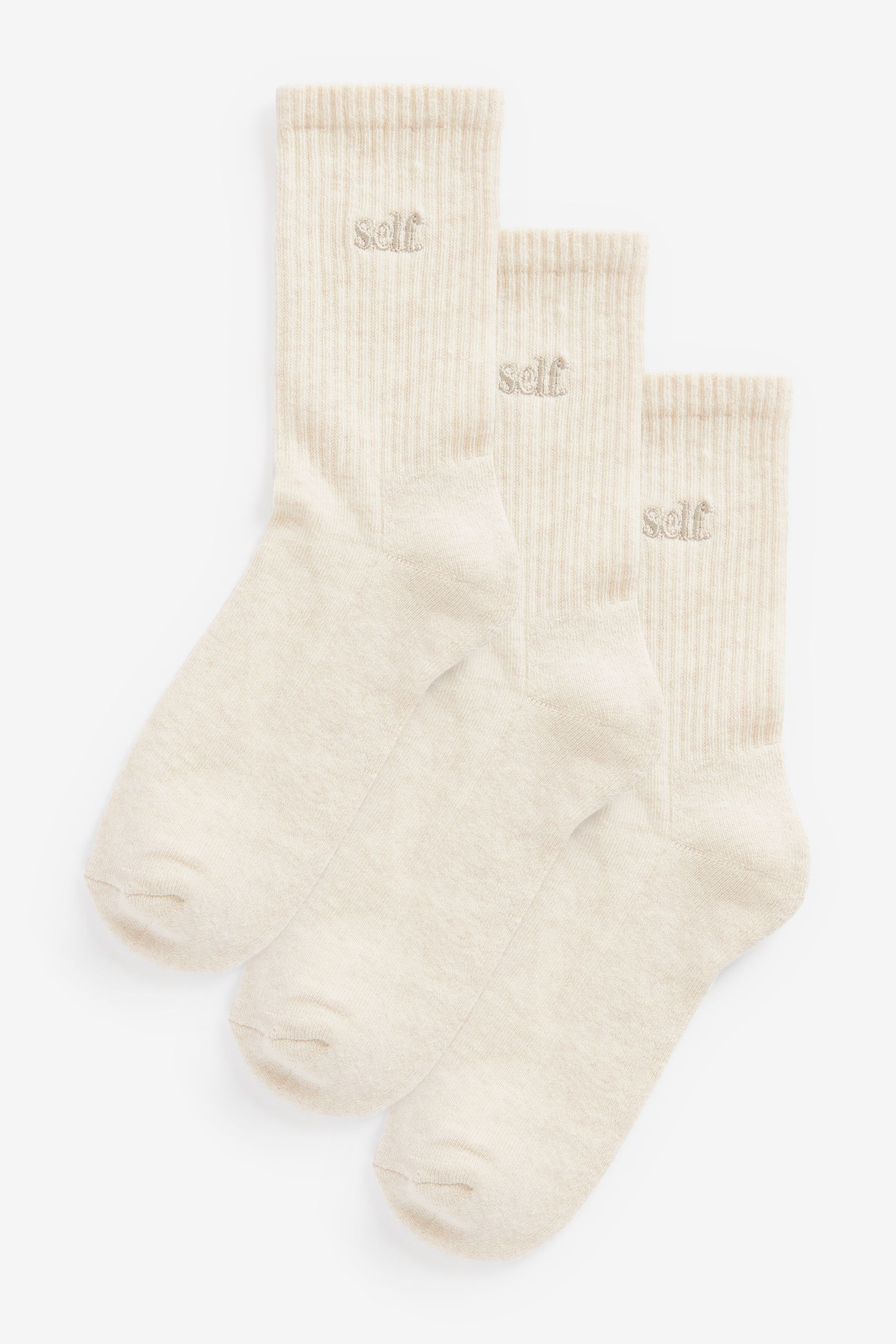 Buy self. Oat Cushion Sole Lounge Ankle Socks 3 Pack from the Next UK ...