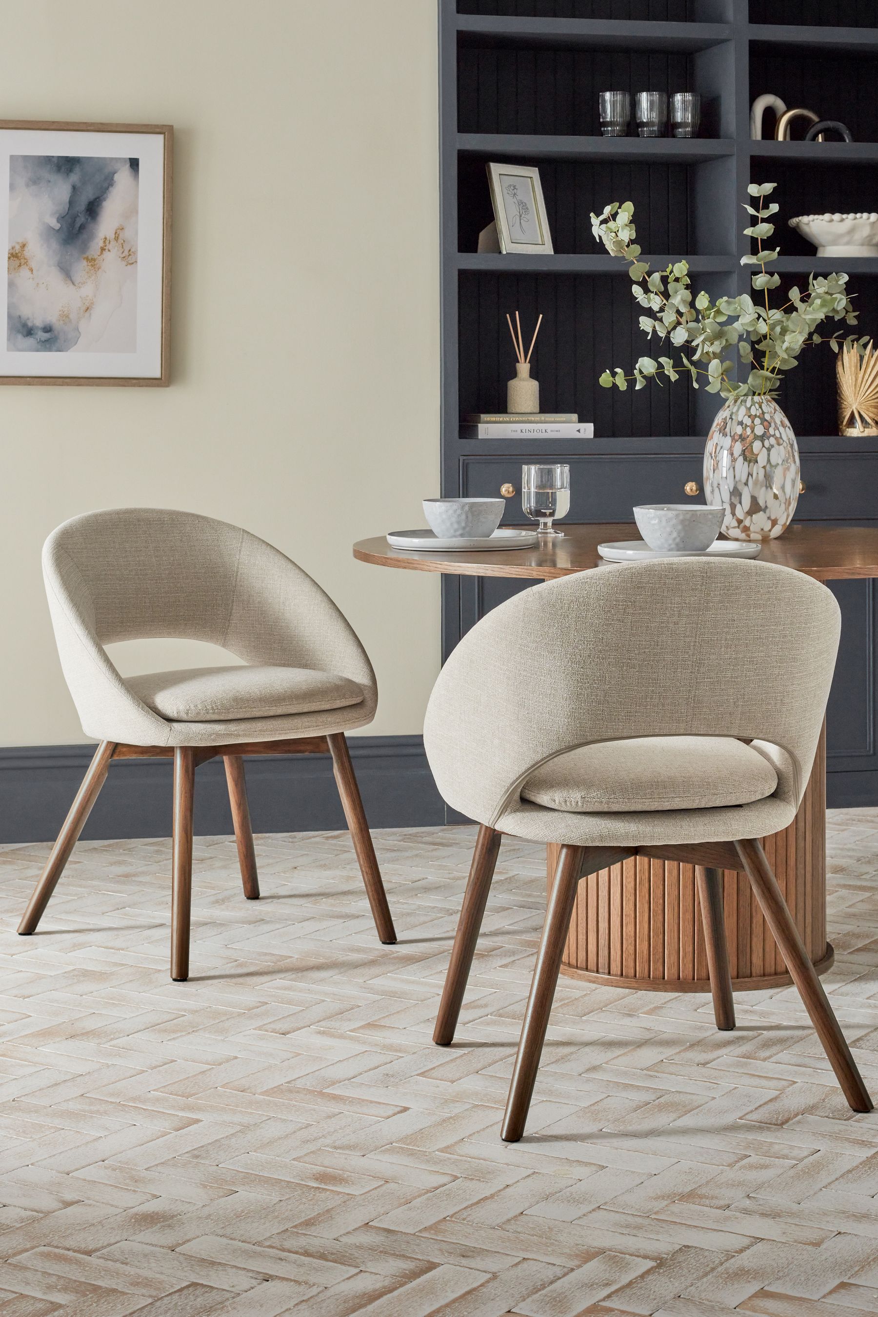 Buy Set of 2 Tweedy Plain Light Natural Hewitt Dark Wood Leg Dining ...