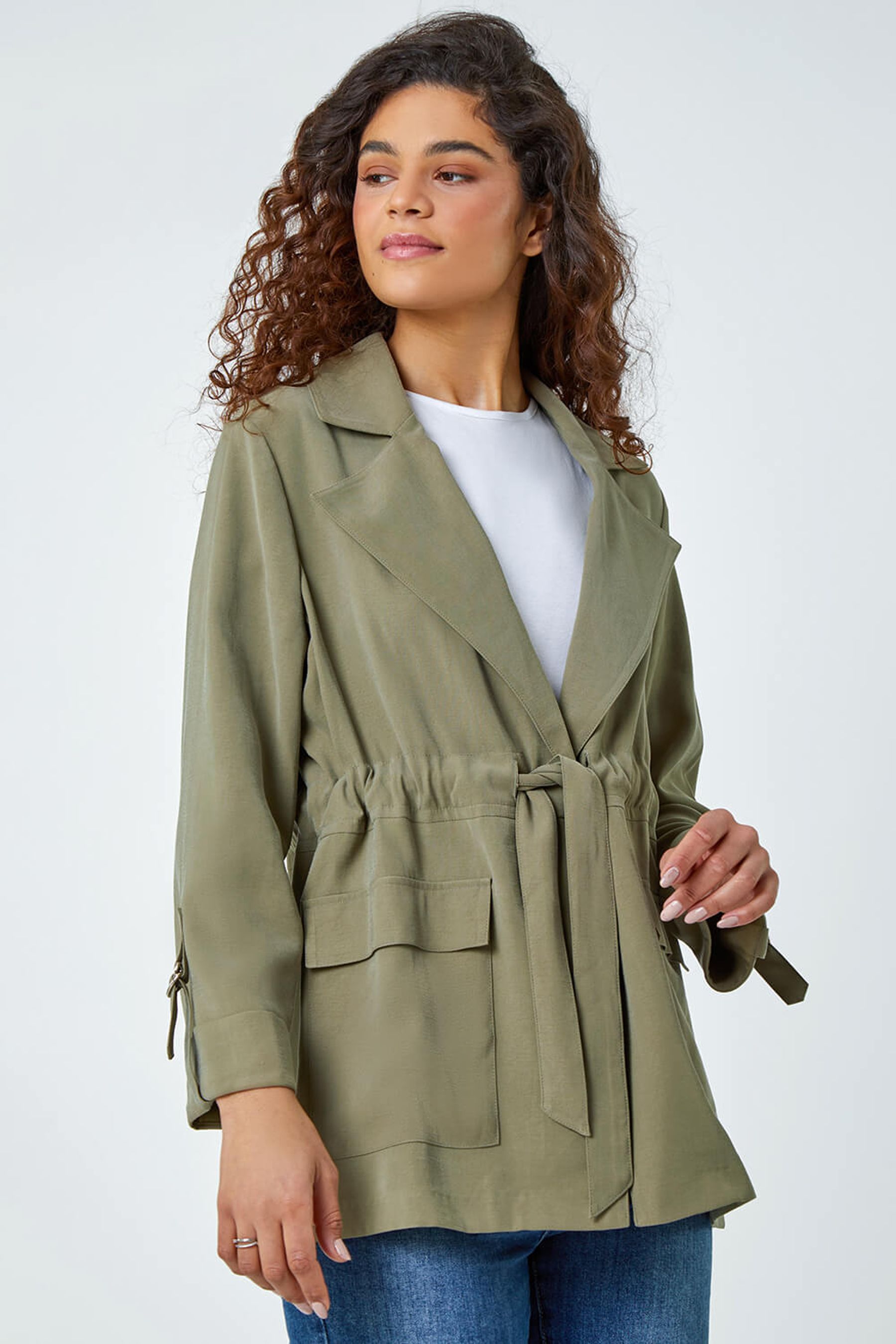 Buy Roman Green Collared Tie Waist Cargo Jacket from the Next UK online ...