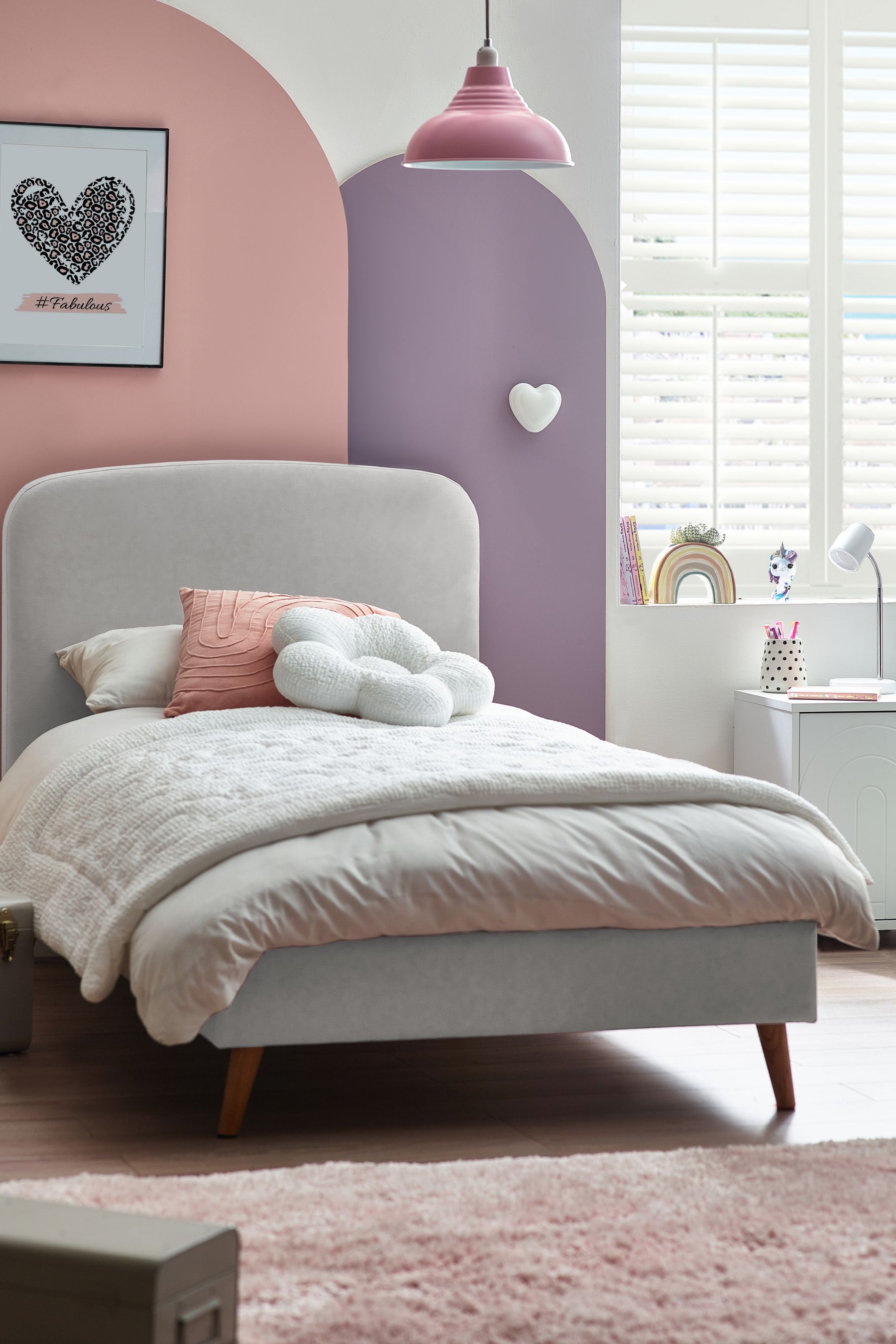 Buy Soft Velvet Light Grey Kids Matson Standard Upholstered Bed from ...