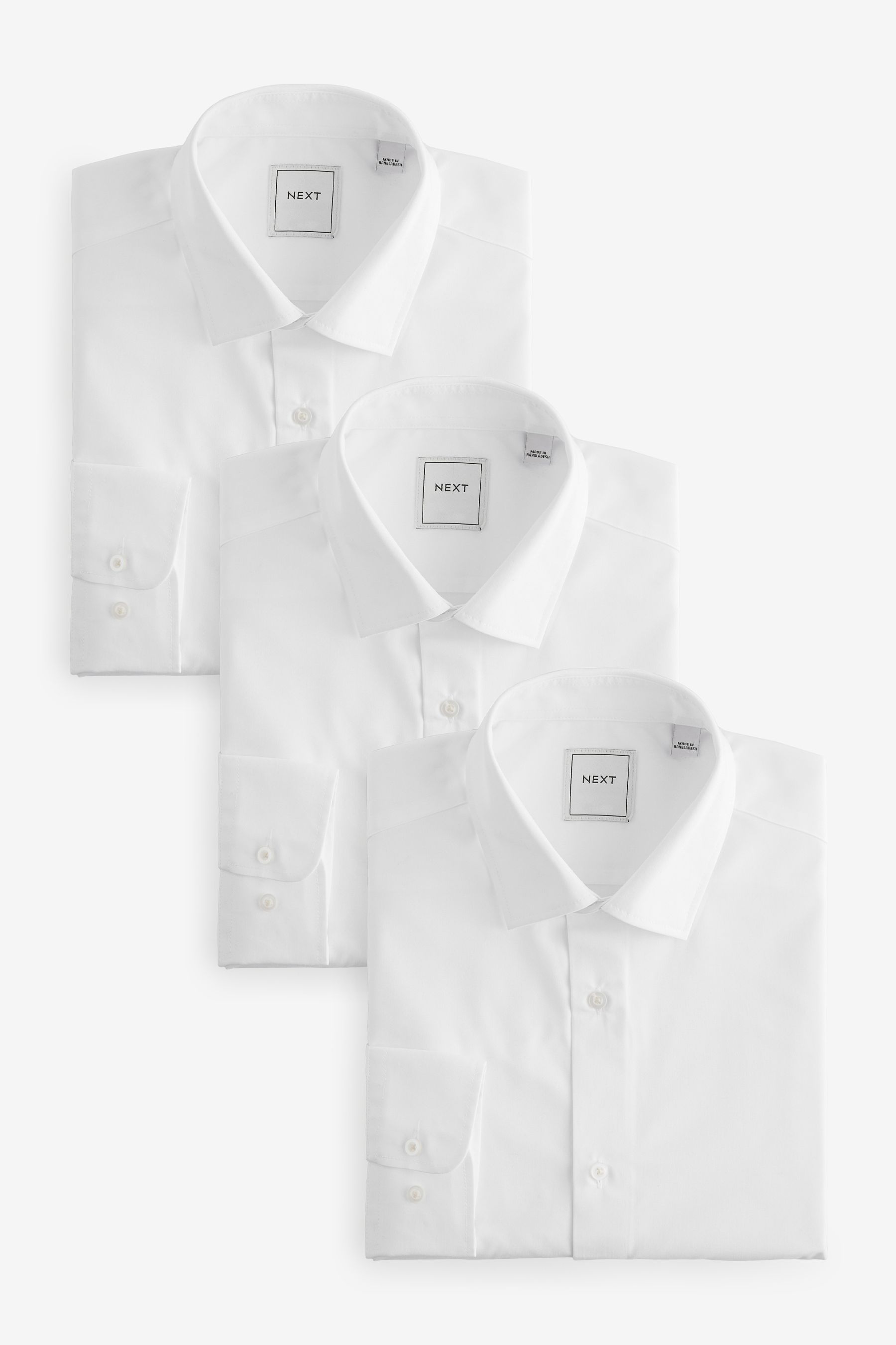 Buy White Slim Fit Single Cuff Easy Care Shirts 3 Pack from the Next UK ...