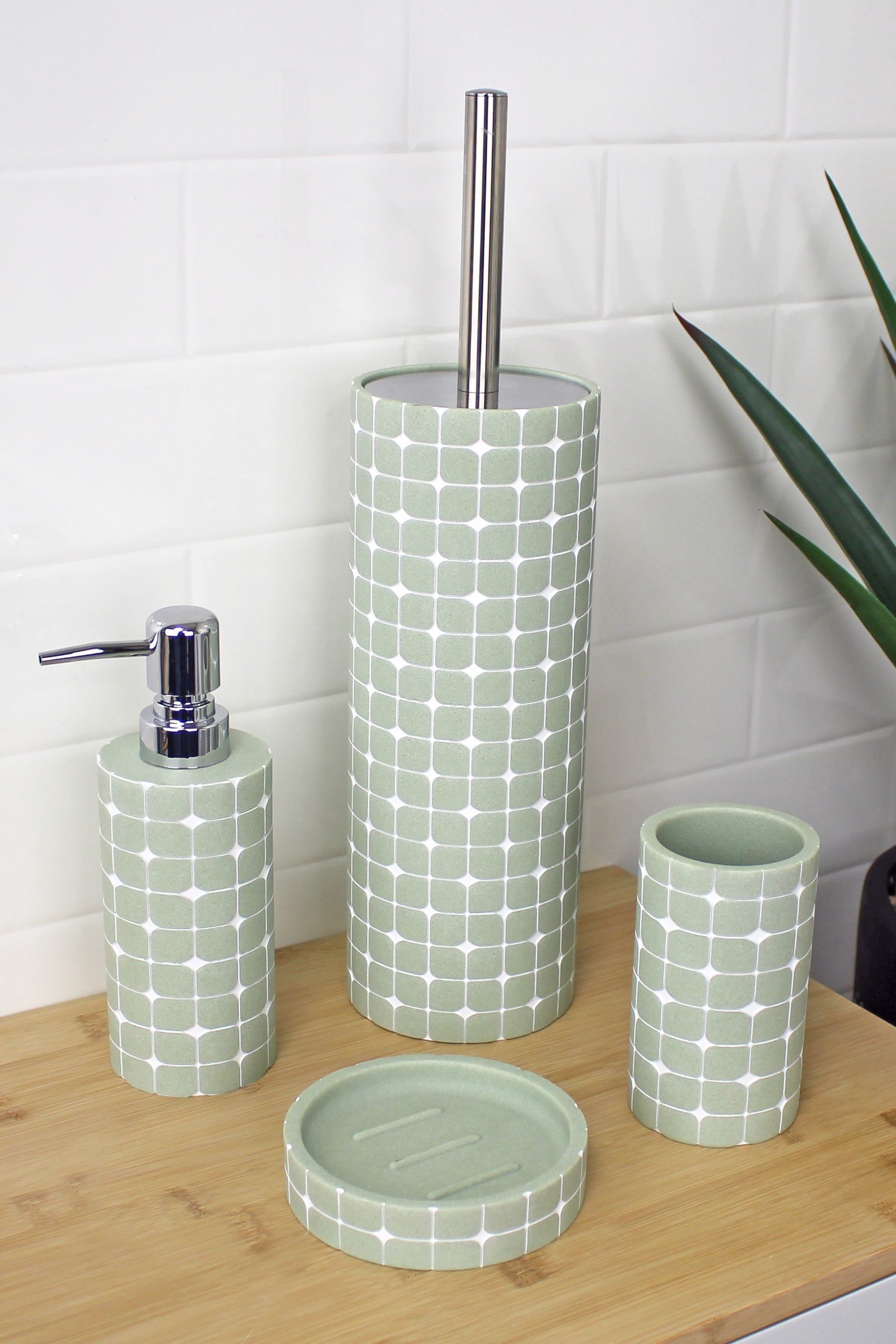 Buy Showerdrape Set of 4 Pistachio Mosaica Bathroom Accessories from ...