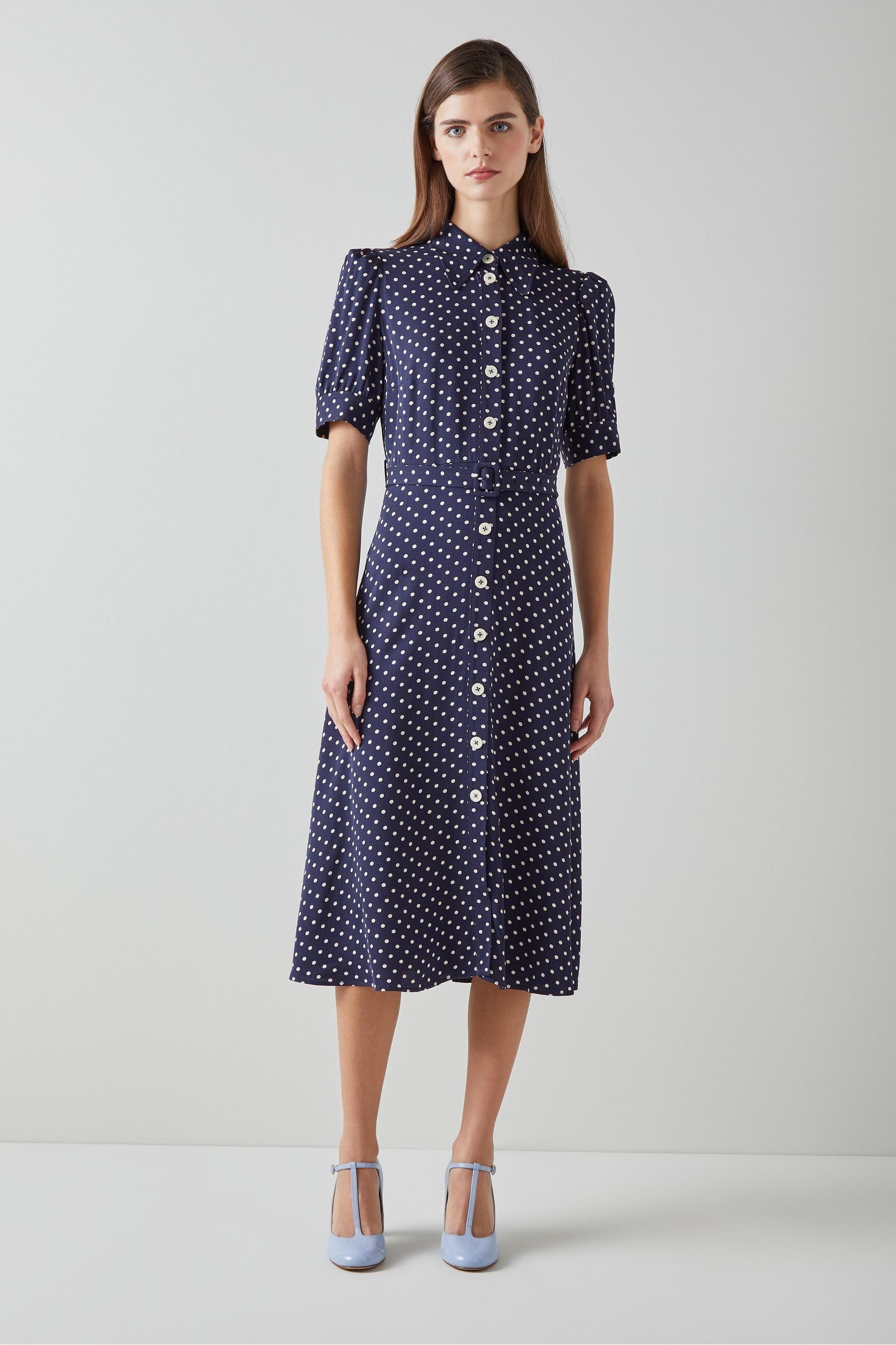 Buy LK Bennett Blue Valerie Modernist Print Shirt Dress from the Next ...