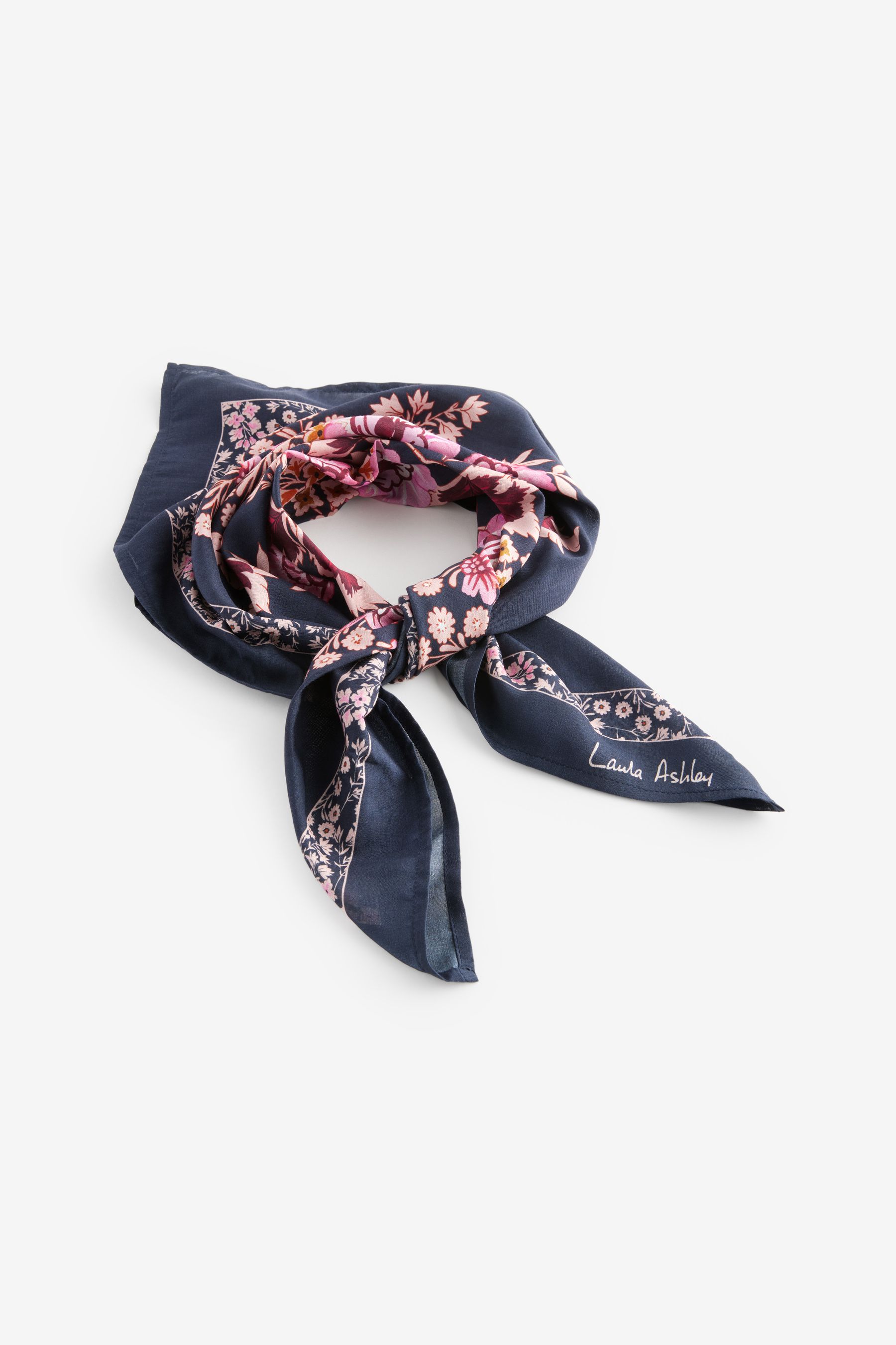 Buy Laura Ashley Navy/Pink Tuttington Floral Sqaure Scarf from the Next ...