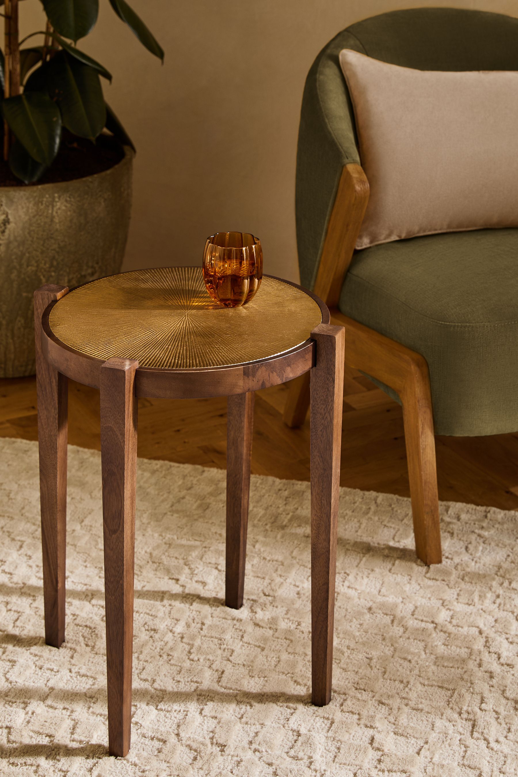 Buy Dark Mango Wood and Brass Side Table from the Next UK online shop