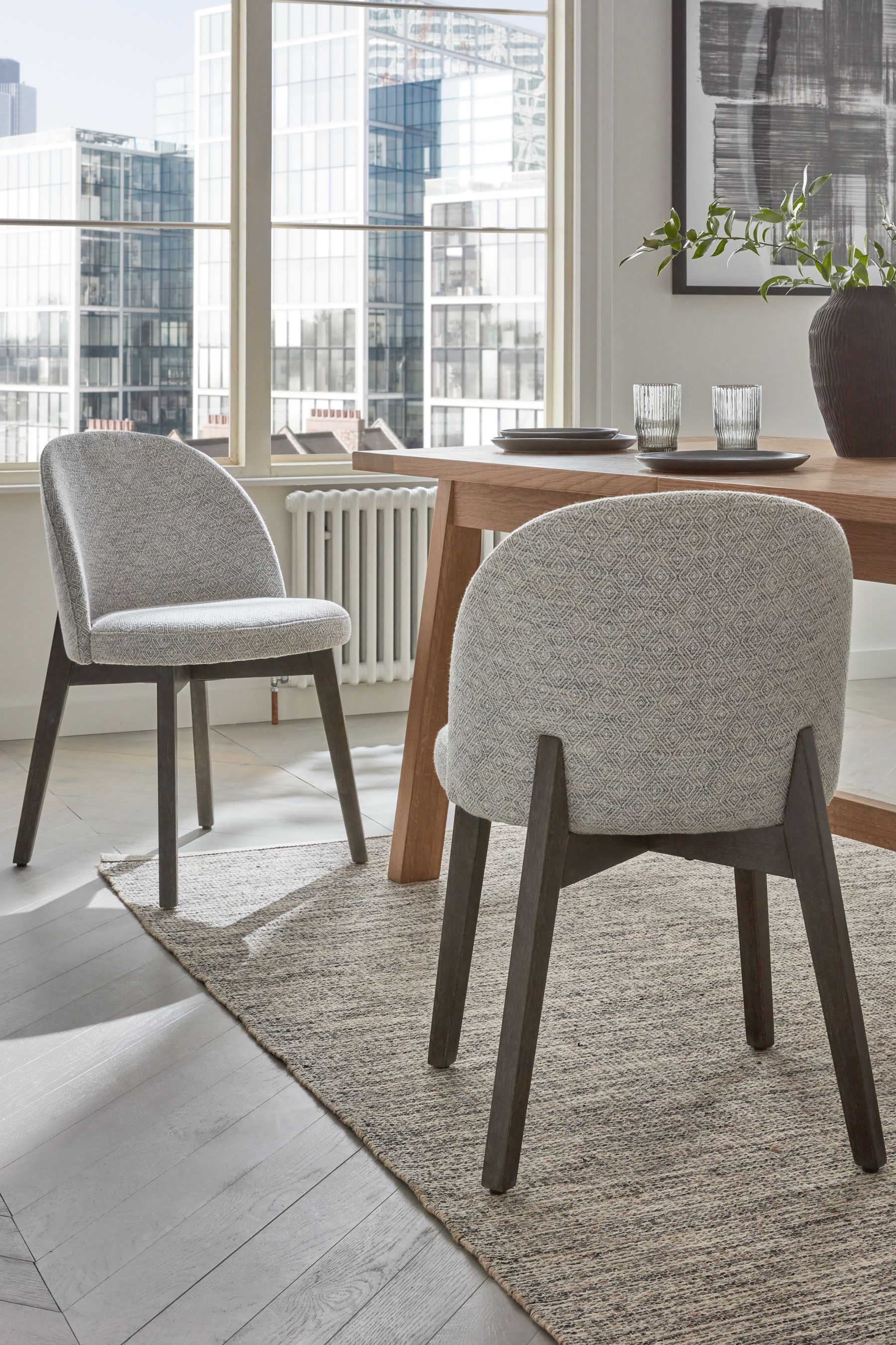 Buy Set of 2 Diamond Weave Grey Preston Grey Leg Dining Chairs from the ...