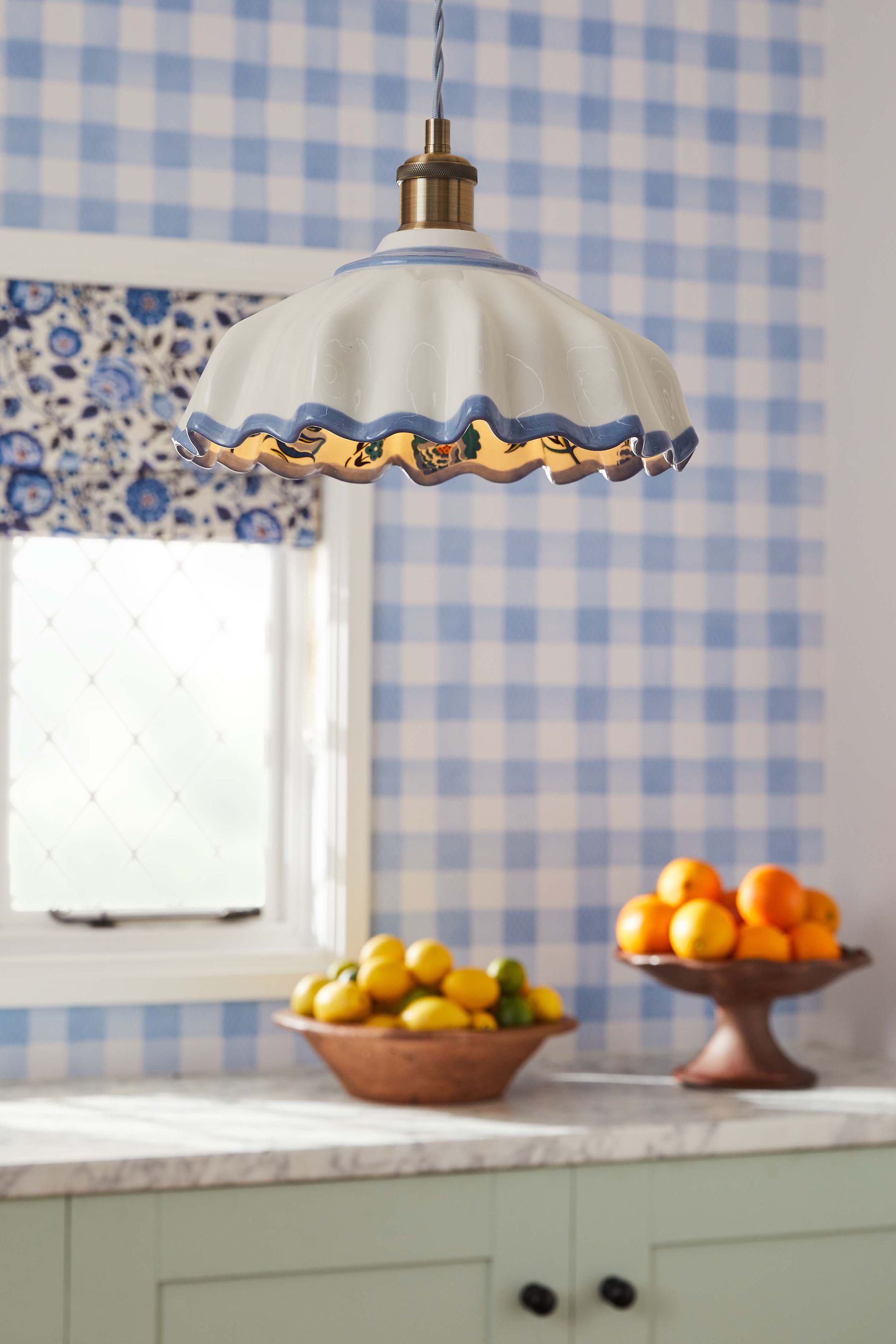 Buy Cath Kidston Cream/Blue Ceramic Folded Ceiling Pendant from the ...