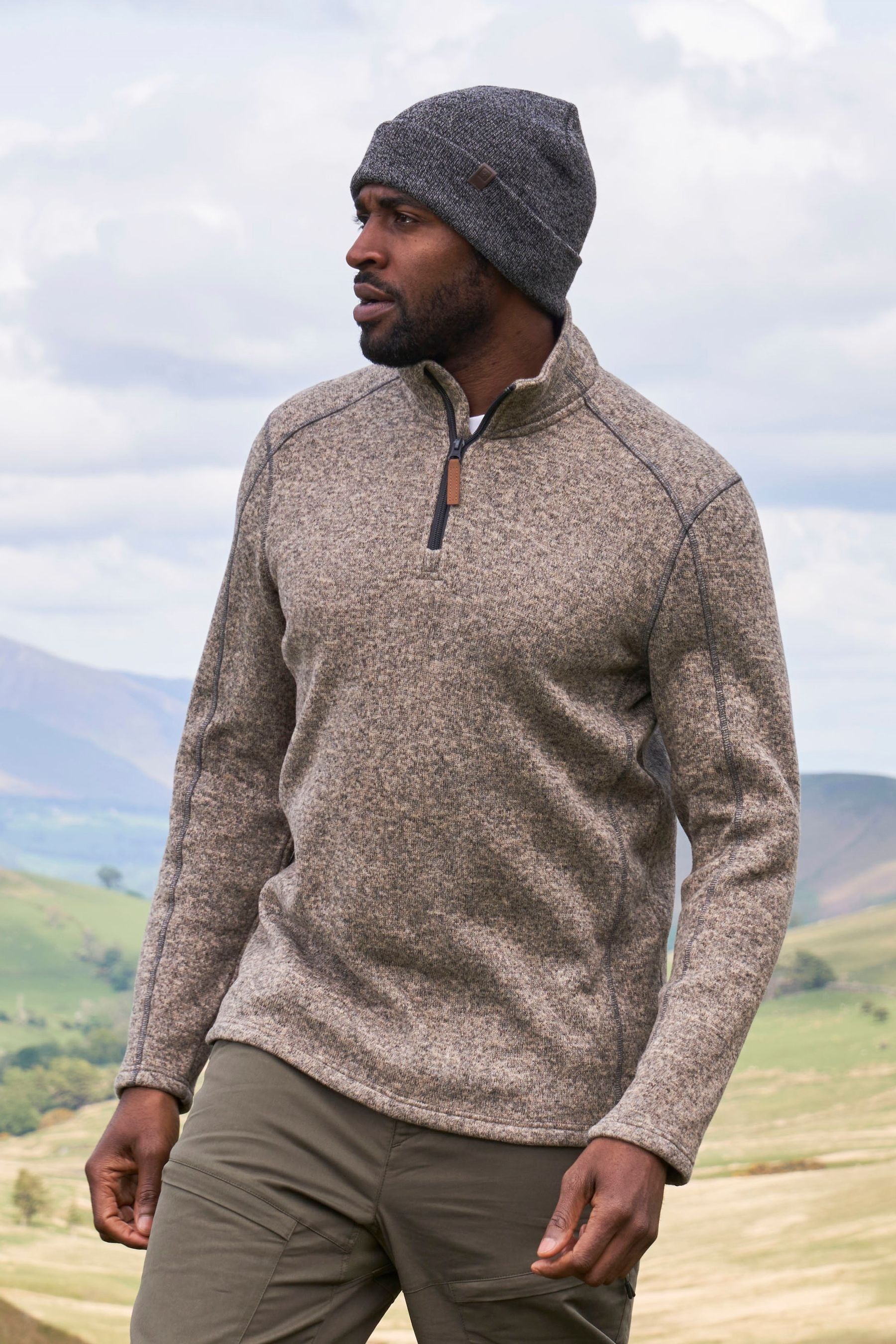 Buy Mountain Warehouse Natural Mens Idris II Quarter Zip Fleece from ...