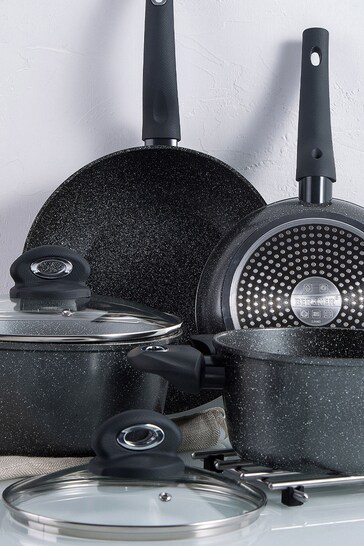 Buy Bergner Set of 6 Black Orion Forged Aluminium Induction Saucepan ...