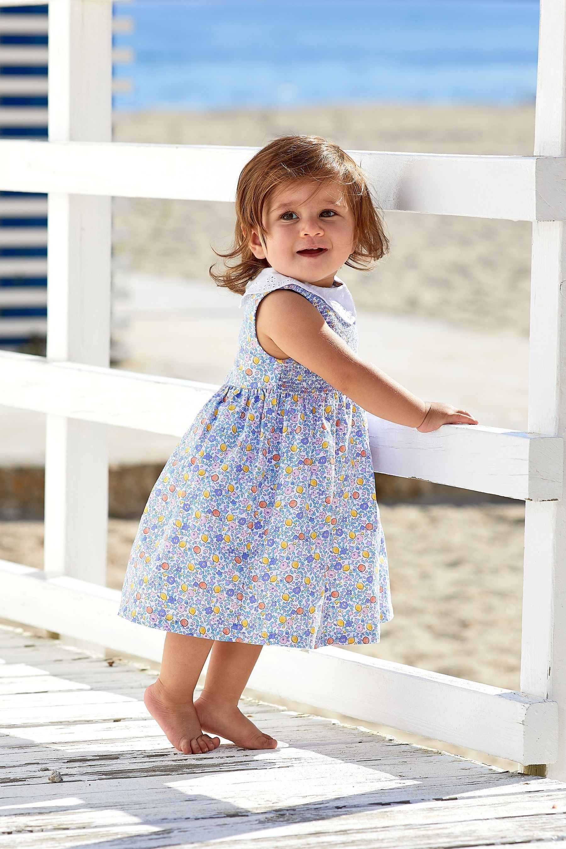 Buy JoJo Maman Bébé Lilac Orange & Lemon Ditsy Floral Collar Smocked ...