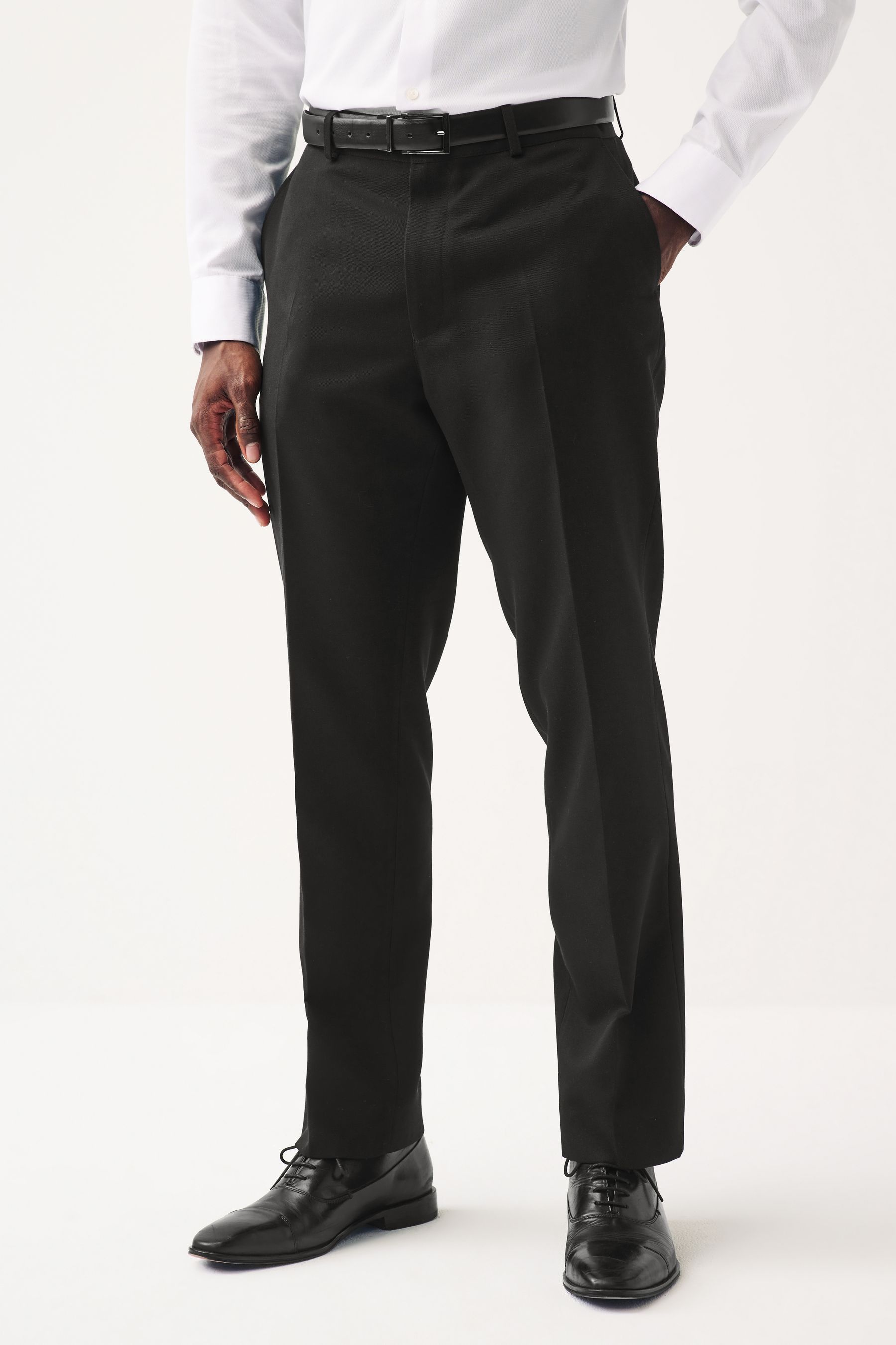 Buy Black Regular Fit Plain Front Smart Trousers from the Next UK ...