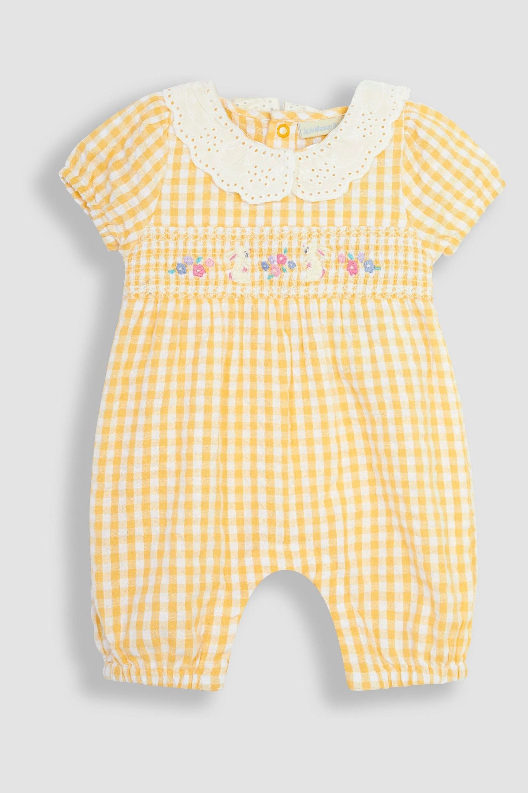 Buy JoJo Maman Bébé Yellow Bunny Embroidered Pretty Romper from the ...