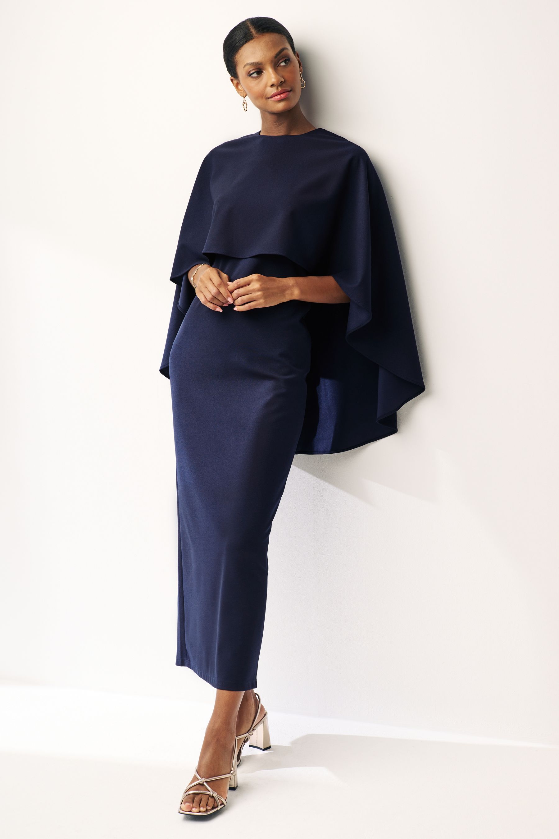 Buy Navy Blue Cape Detail Maxi Dress from Next USA
