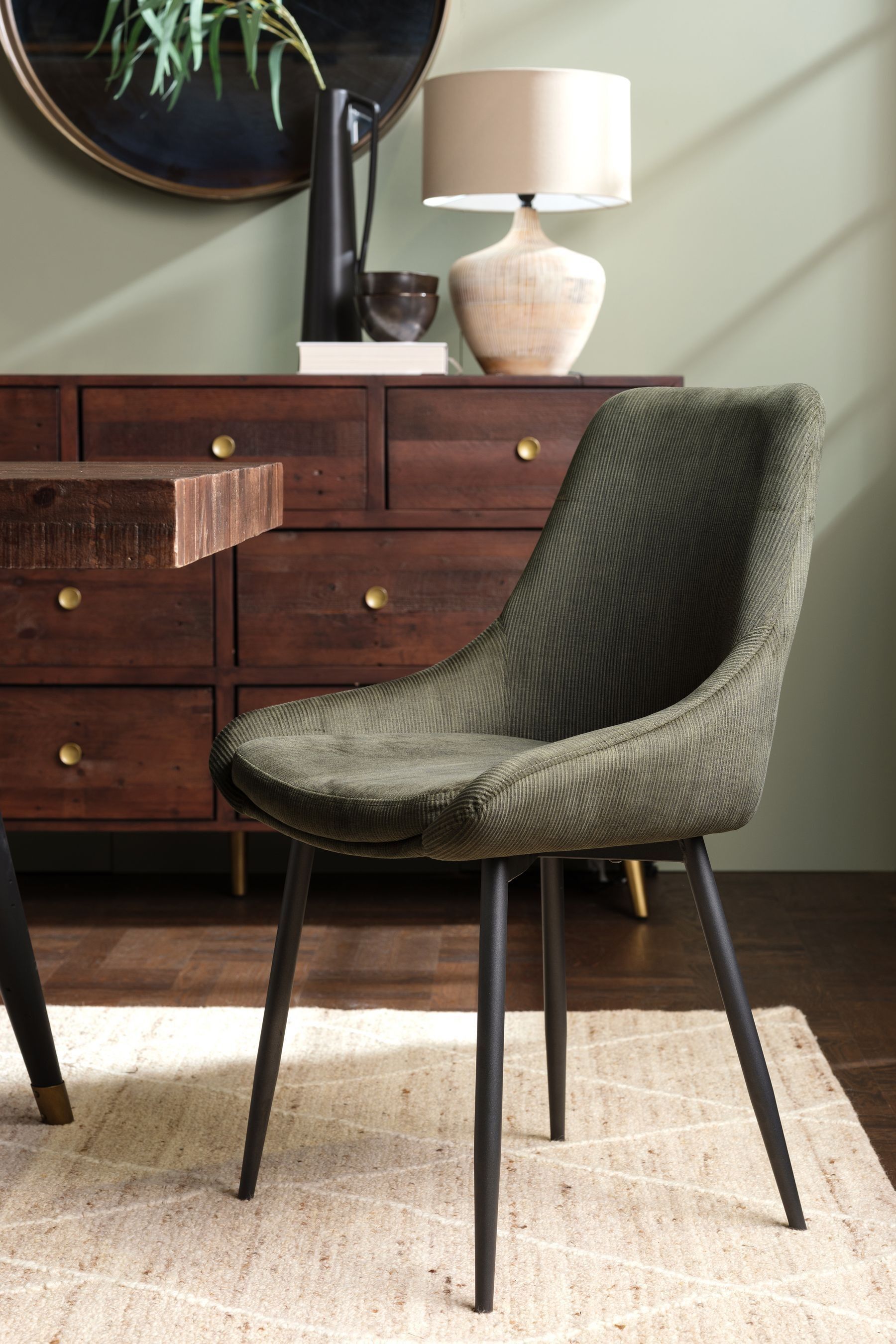 Buy Barker and Stonehouse Green Emmett Cord Fabric Dining Chair from ...