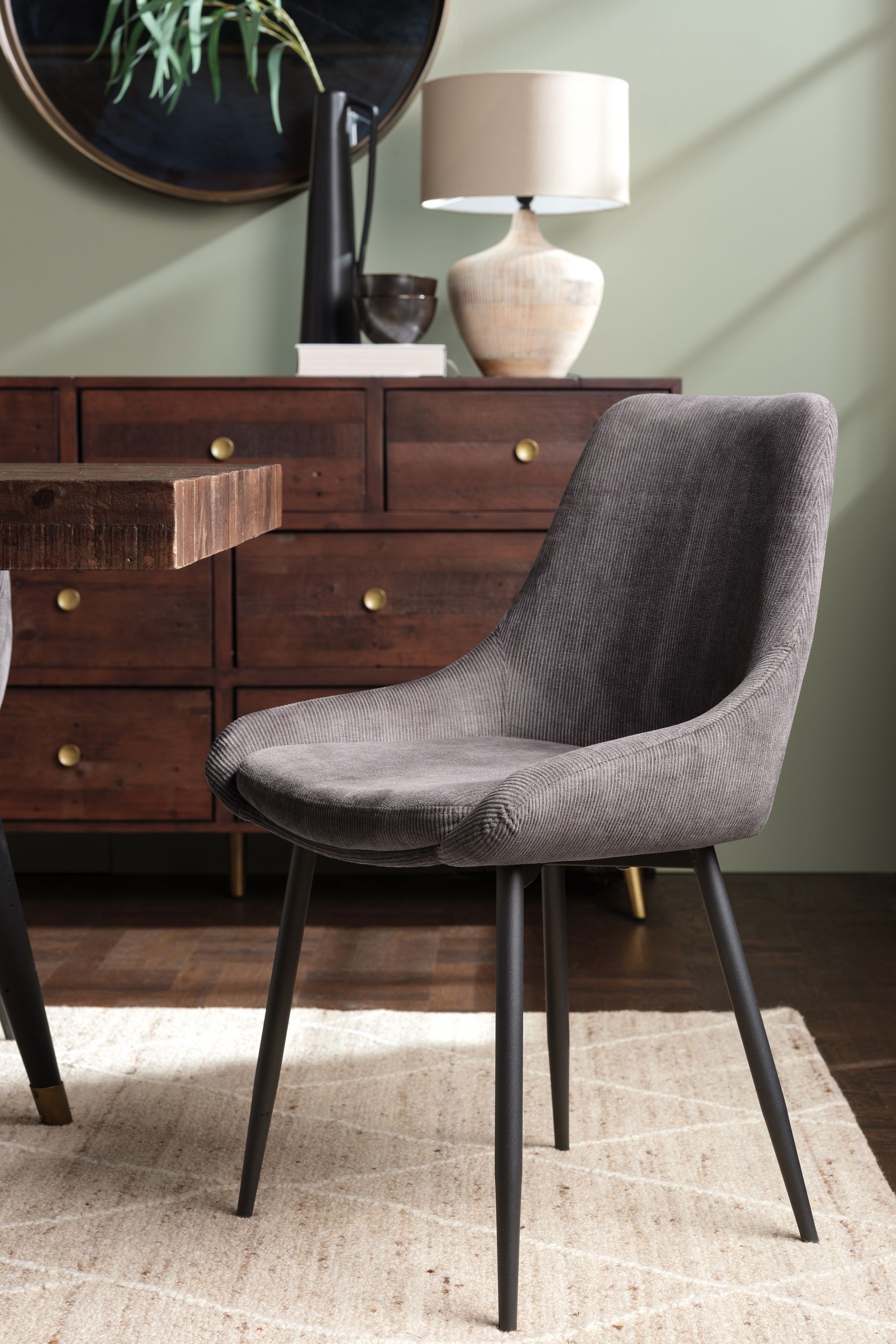 Buy Barker and Stonehouse Grey Emmett Cord Fabric Dining Chair from the ...