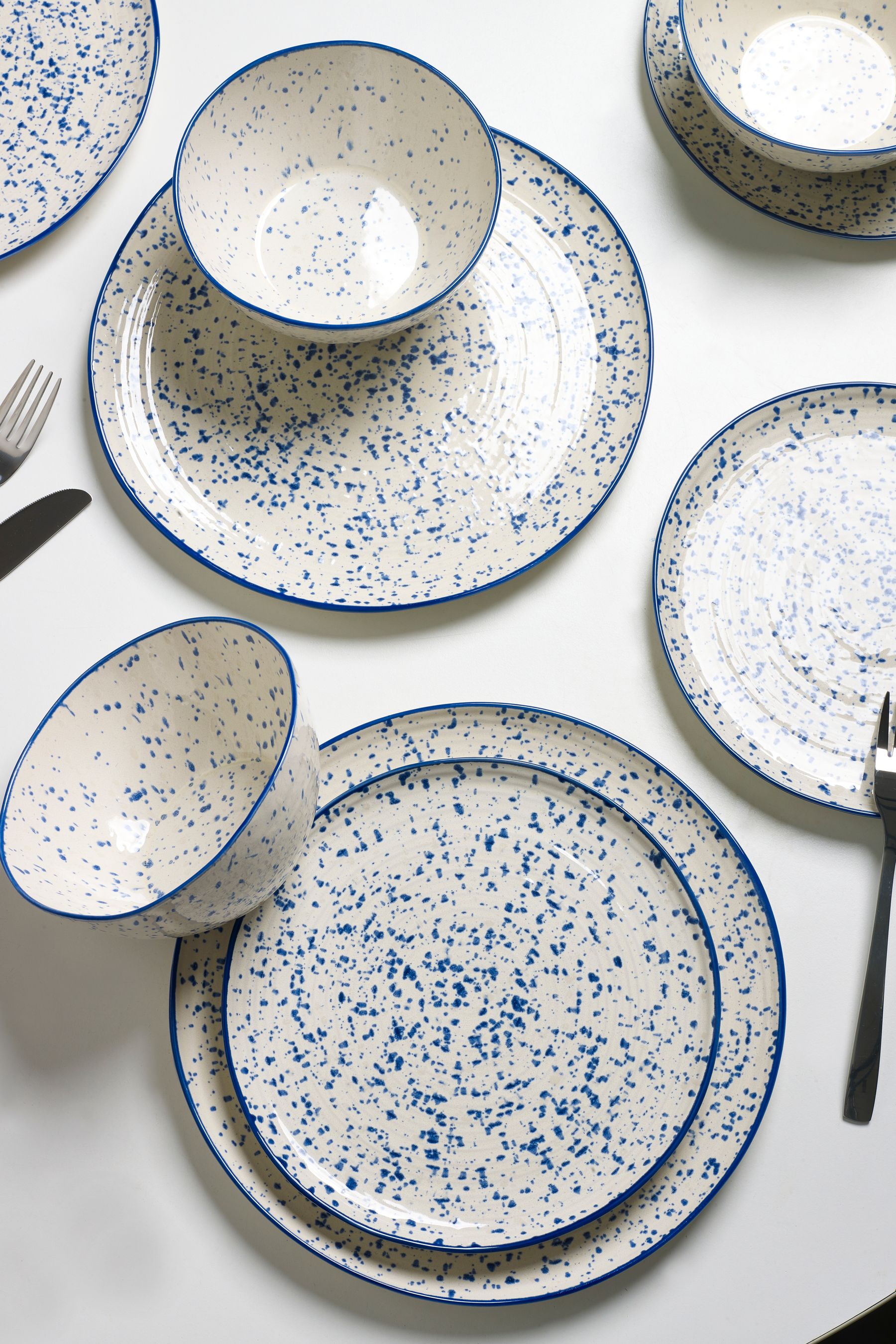 Buy 12 Piece Blue Speckle Dinner Set from the Next UK online shop