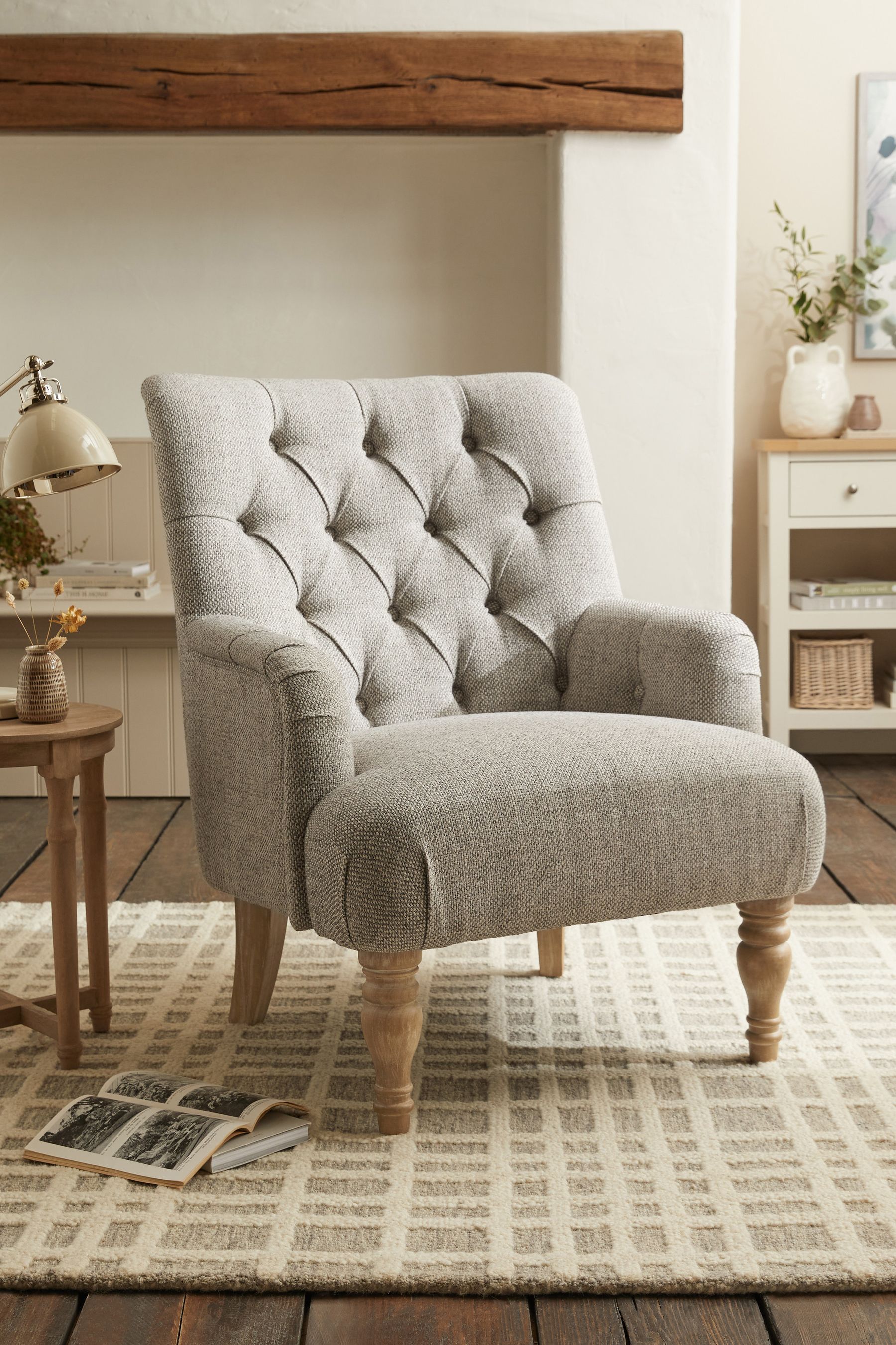 Buy Chunky Weave Dove Grey Collection Luxe Wolton Highback Accent Chair ...