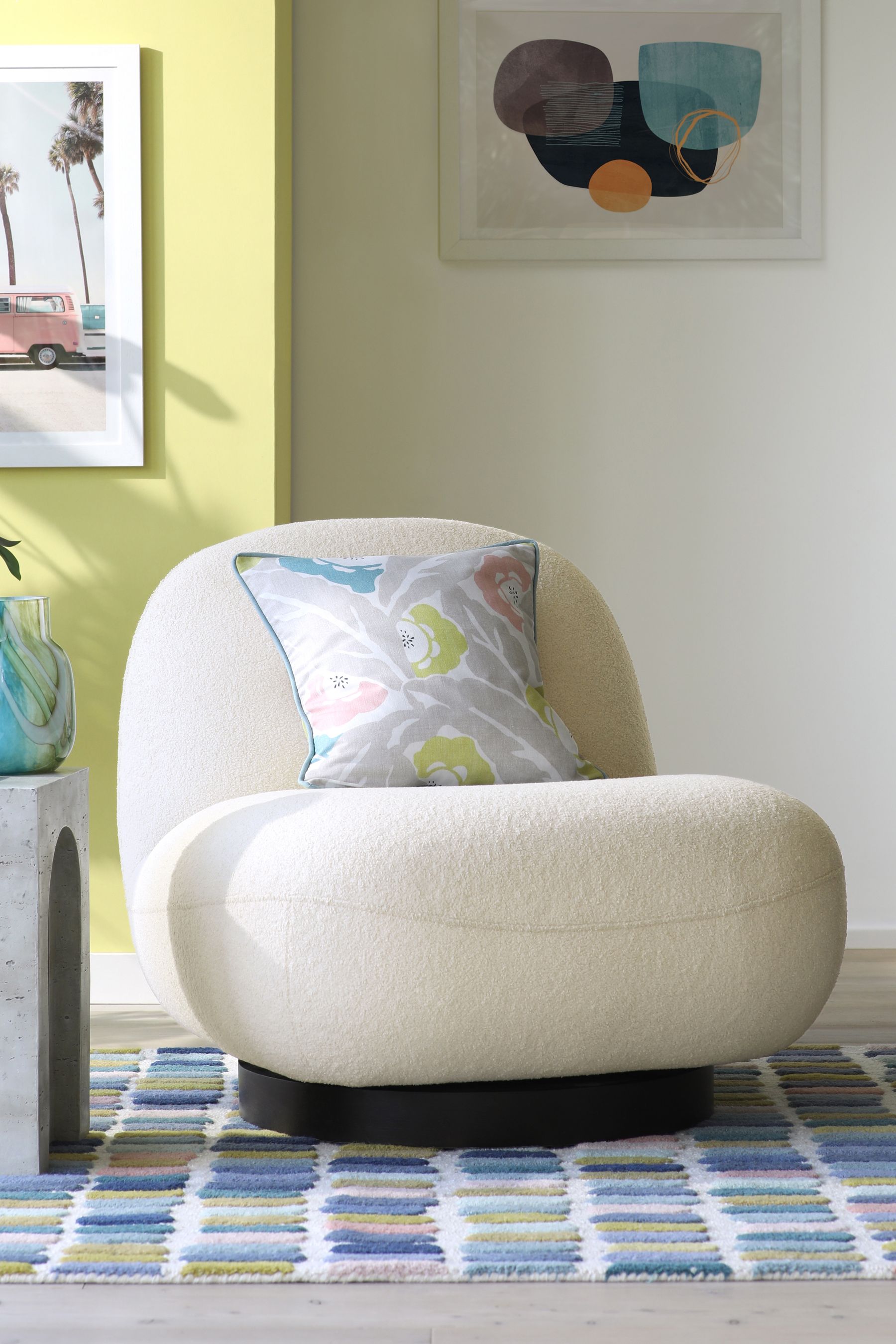Buy Soft Cosy Bouclé Ivory Natural Otis Swivel Accent Chair from the ...