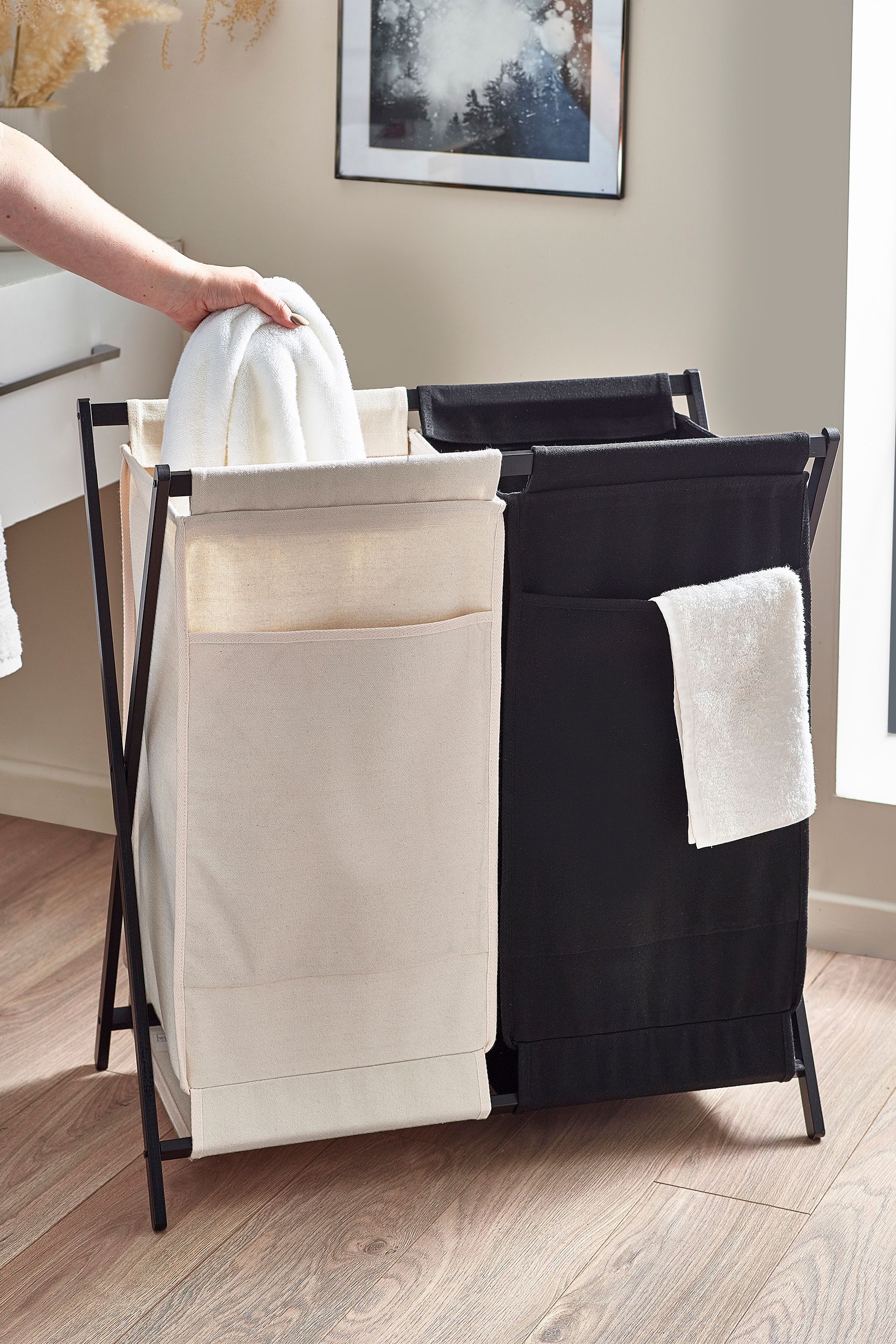 Buy Monochrome Collapsible Sorter Laundry Basket from the Next UK ...