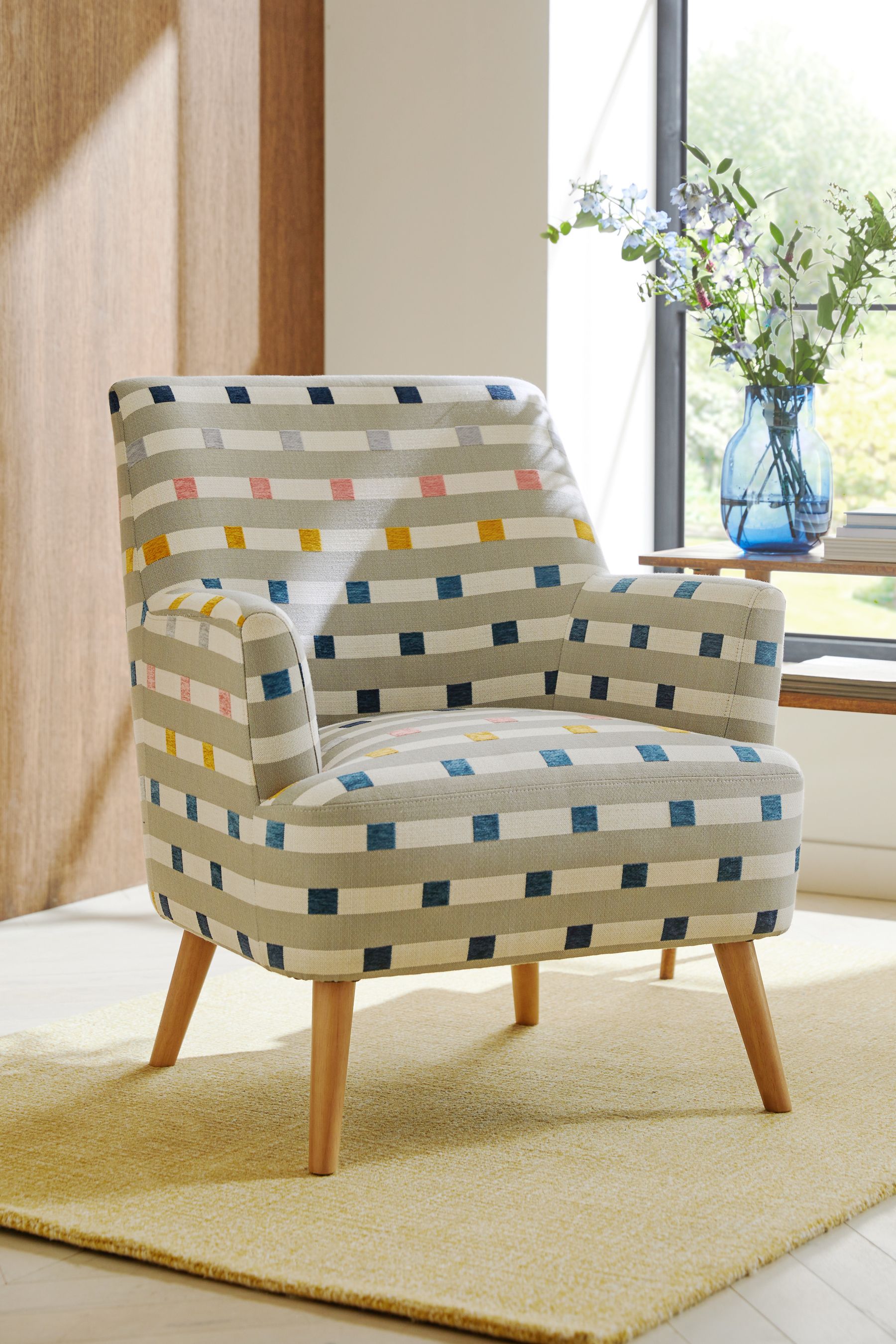 Buy Chunky Stripe Geo Grey Carter Armchair from the Next UK online shop
